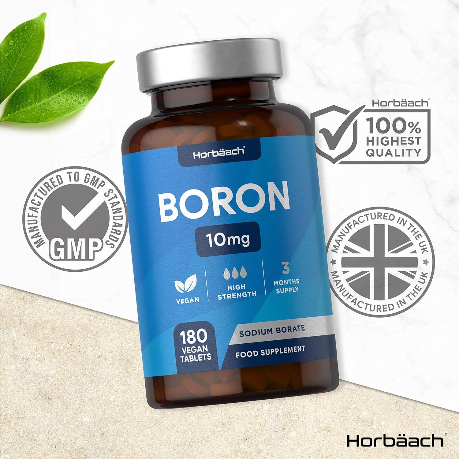 Boron 10mg 180 Tablets - High Strength Vegan Supplement with No ...