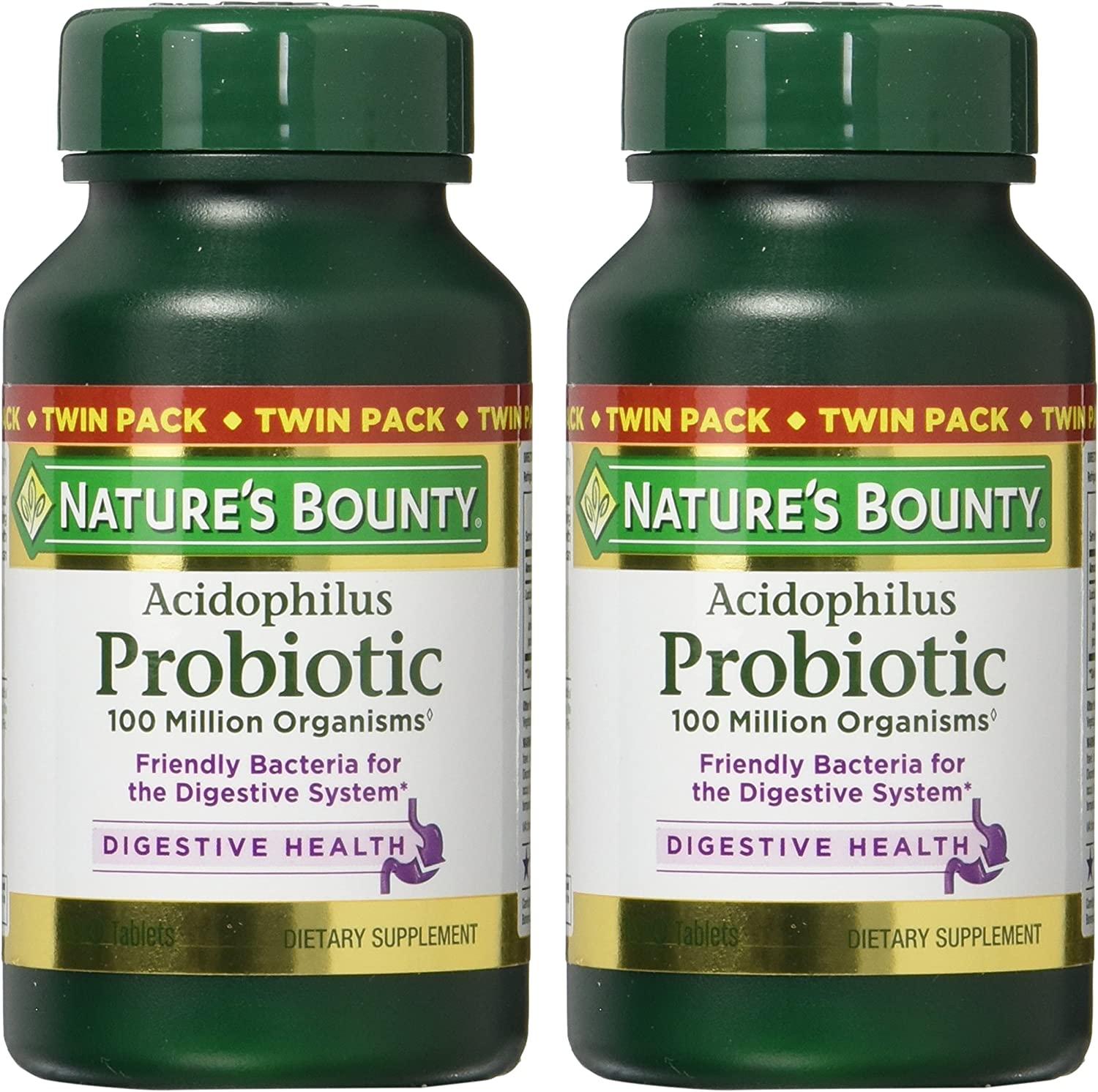 Nature's Bounty Acidophilus Probiotic Twin Pack - 200 Tablets for ...