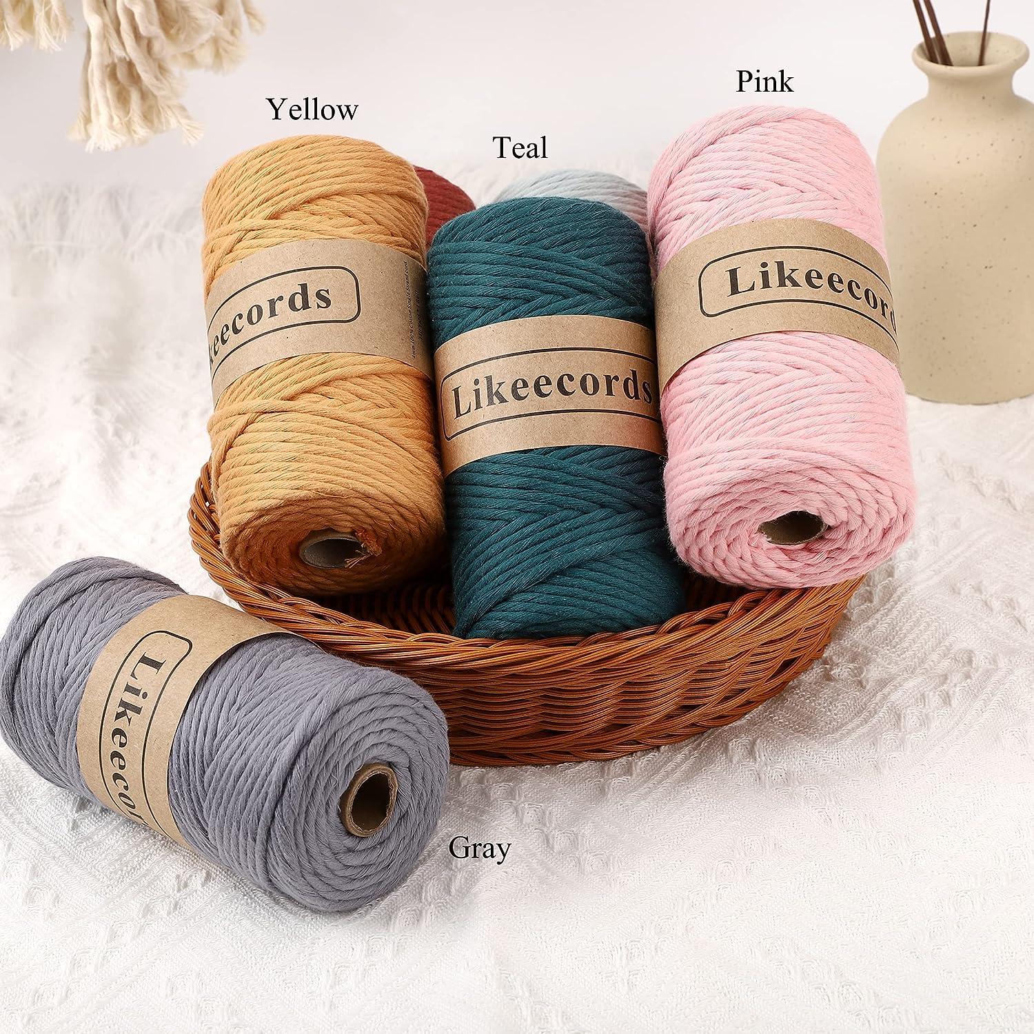 4mm Single Strand Yellow Macrame Cord - 80m Colored Cotton Rope for ...