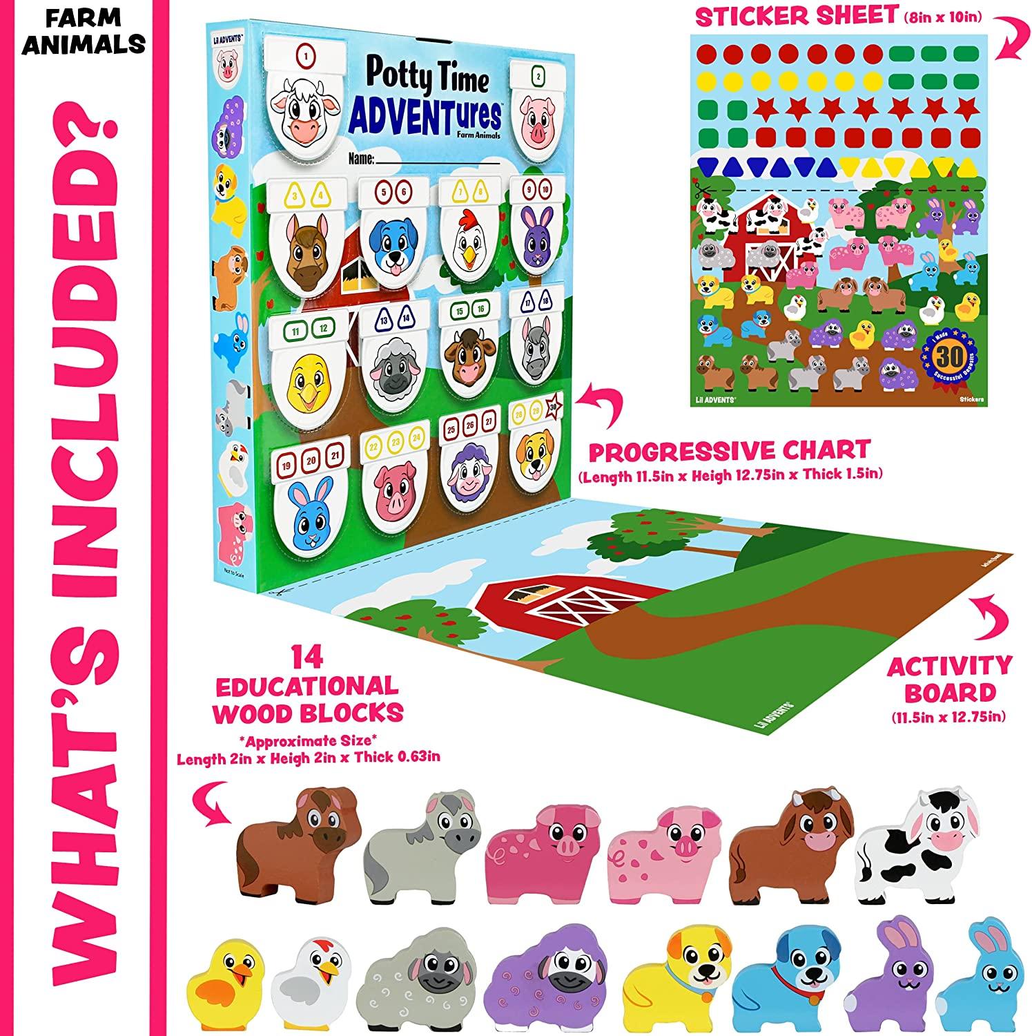 Potty Time Adventures: Wood Block Toy & Reward Chart for Potty Training ...