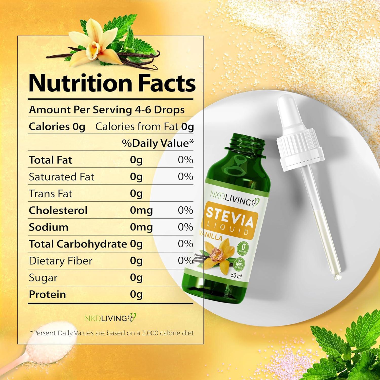 NKD Living Stevia Liquid Drops 50ml (Vanilla Flavoured) - Glass Dropper ...