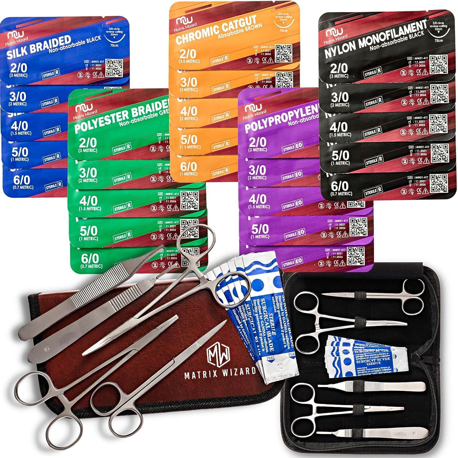 Suture Threads with Needle - 25 Mixed Dissolvable and Non-Dissolvable ...