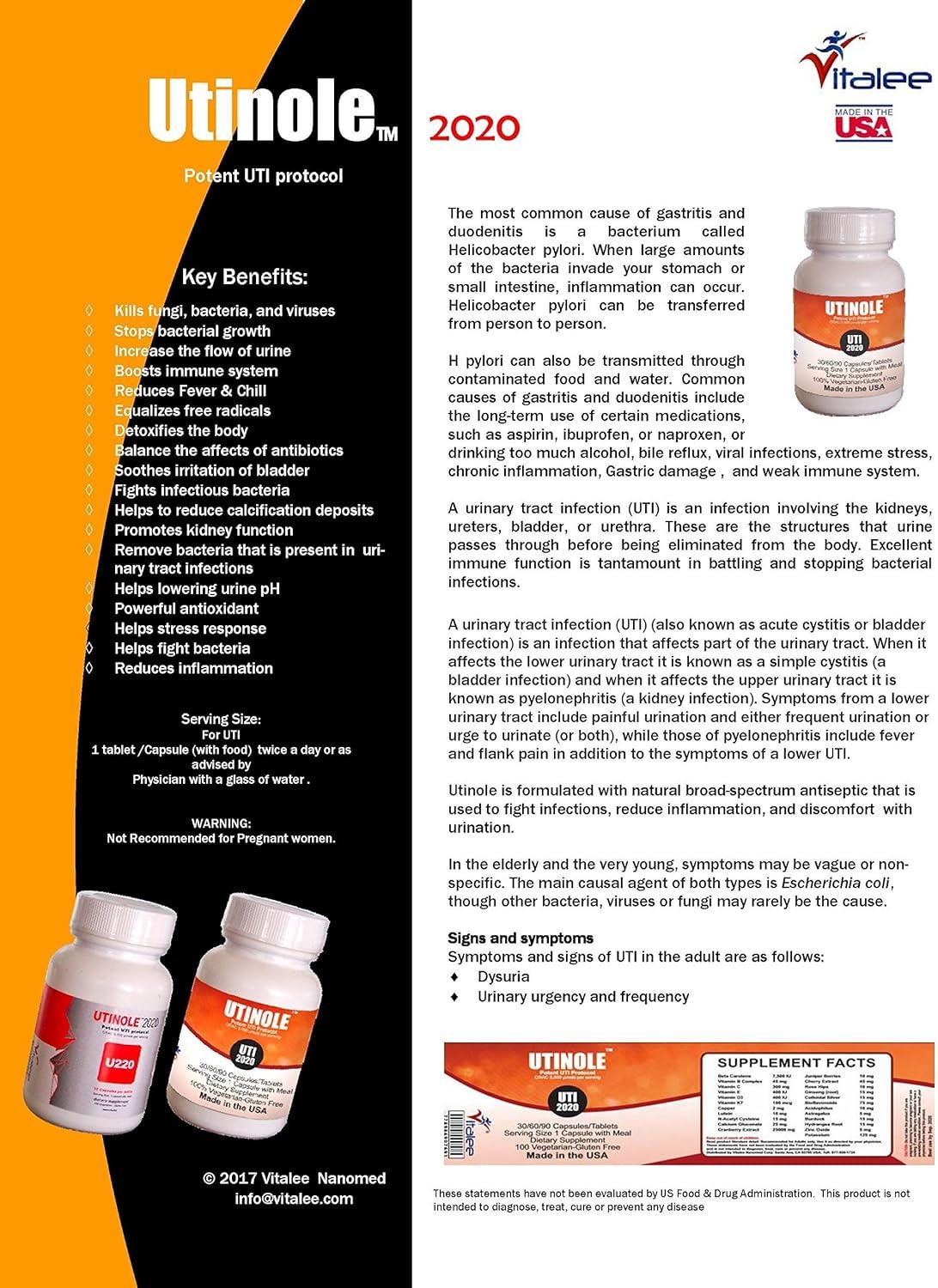 Vitalee Nanomed Utinole UTI Fast-Acting Detox Capsules - 60 Capsule ...