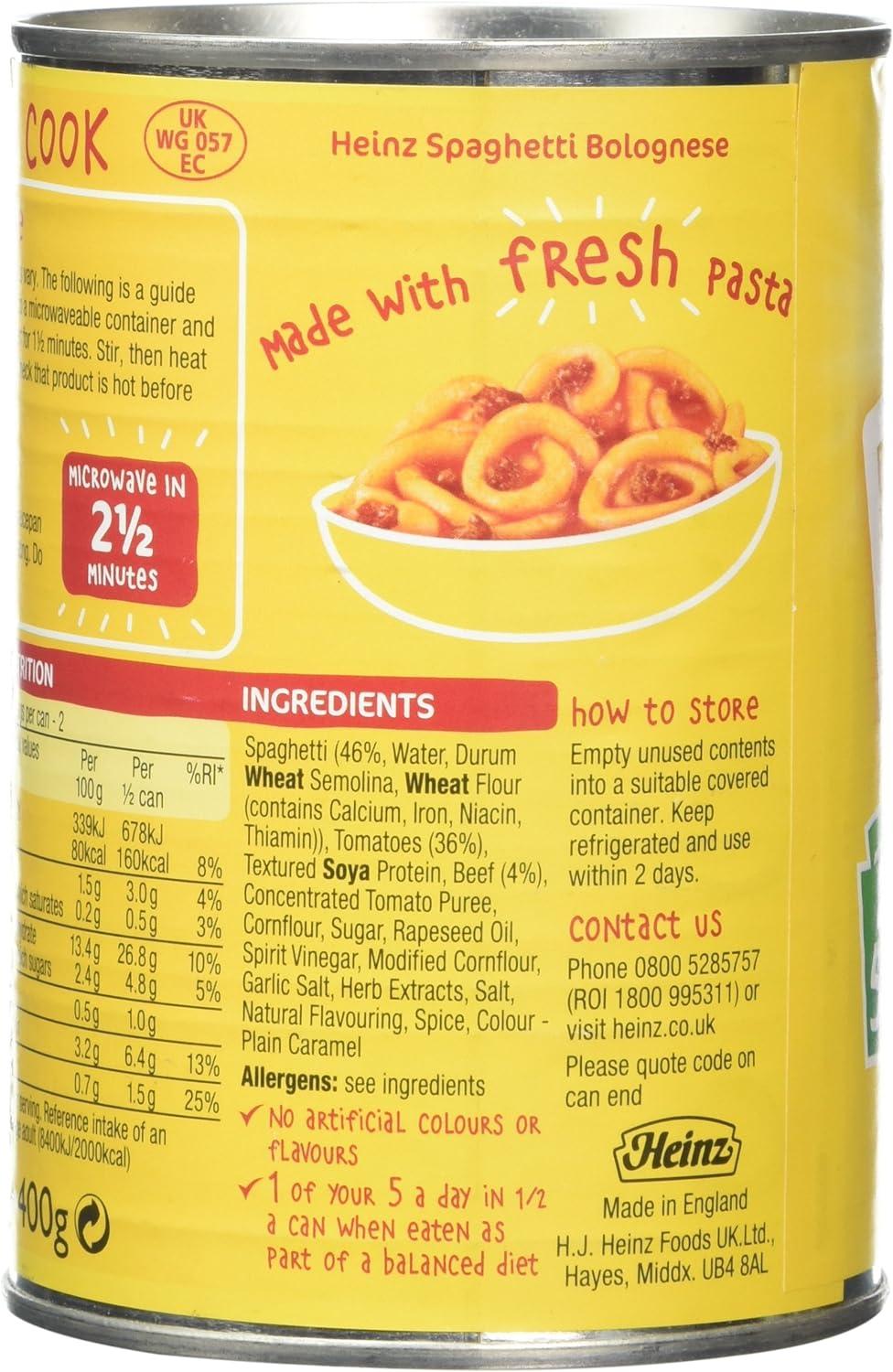 Heinz Spaghetti Bolognese 400g - Delicious and Convenient Pasta Meal ...