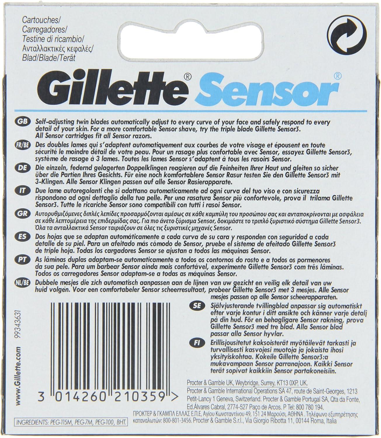 Gillette Sensor 10 Pack Refill Razor Blade Cartridges - High ...