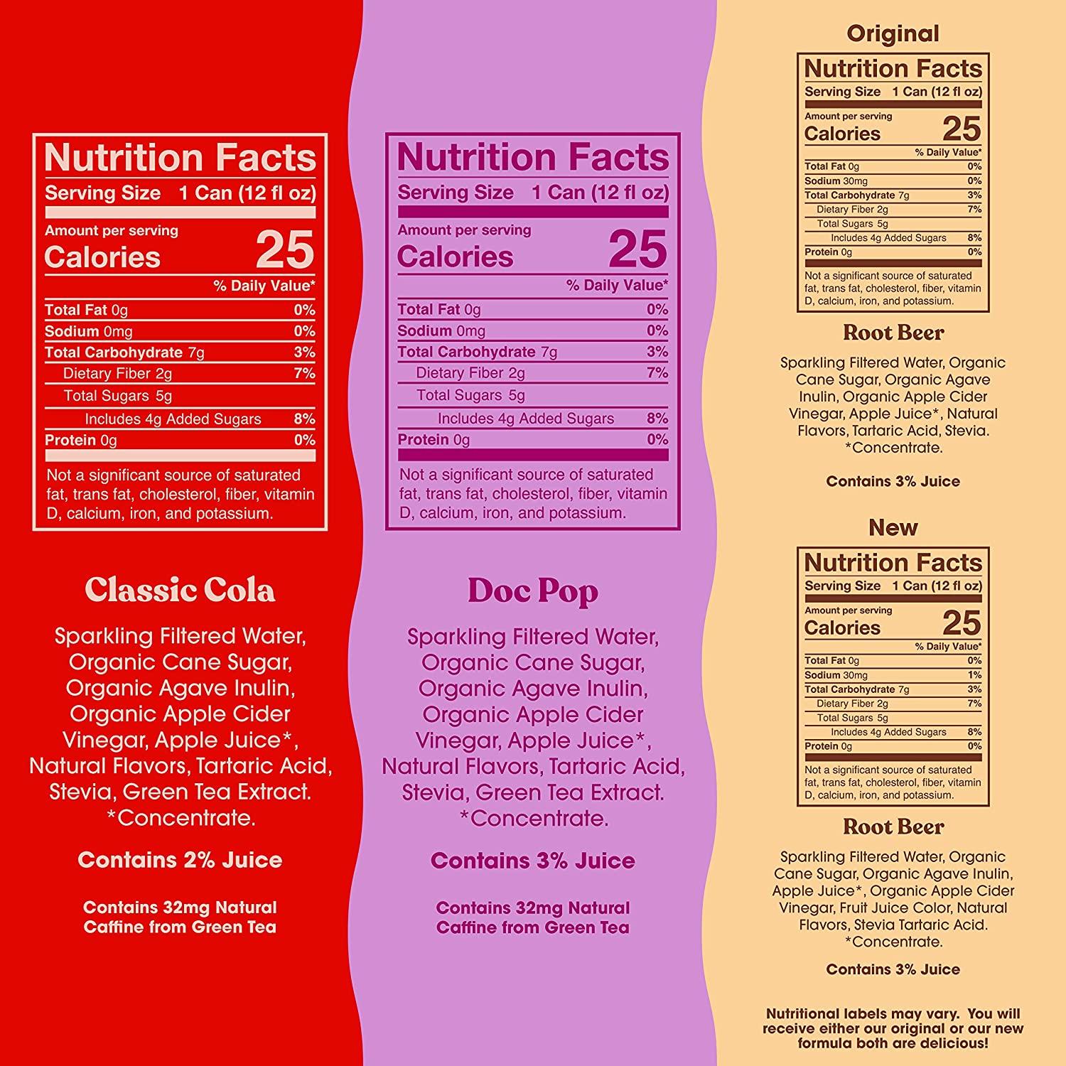 POPPI Sparkling Prebiotic Soda Classics Variety Pack - 12oz (12 Pack ...