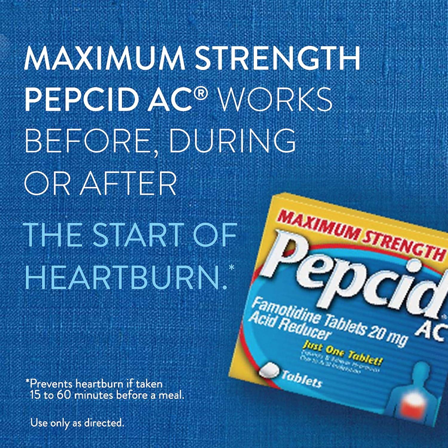Pepcid AC Maximum Strength 20mg Famotidine for All-Day Heartburn Relief ...