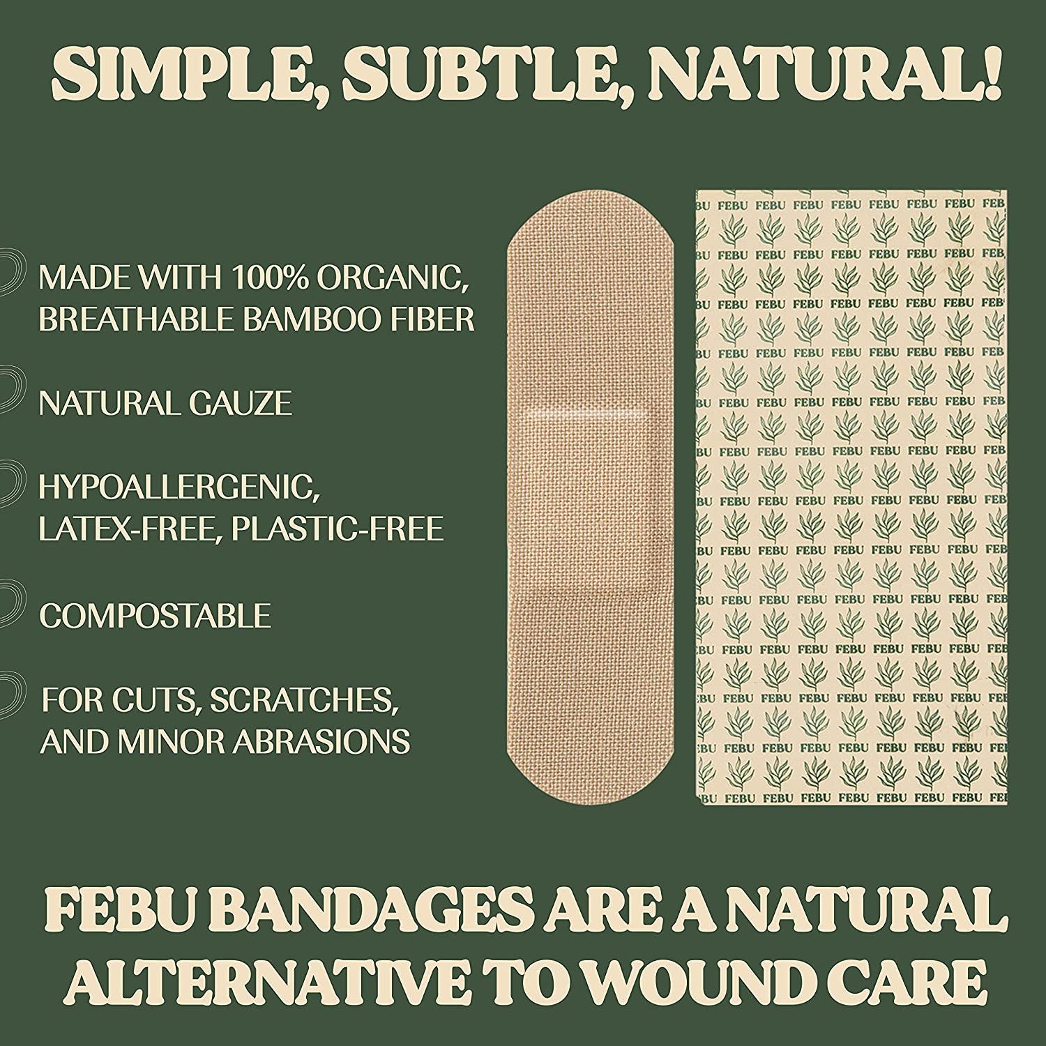 FEBU Eco-Friendly Organic Bamboo Fabric Bandages for Sensitive Skin ...