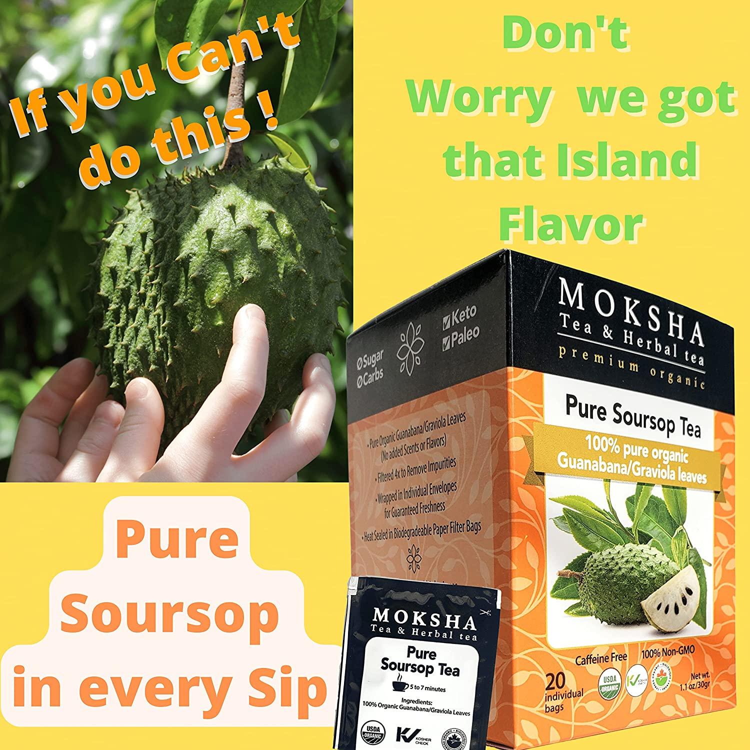 Organic Pure Soursop Tea with Graviola Leaf - 20 Guanabana Leaves Tea ...