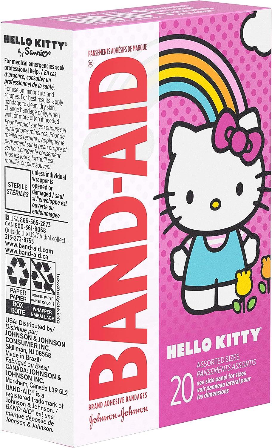 Band-Aid Hello Kitty Adhesive Bandages for Kids - Assorted Sizes 20 ct