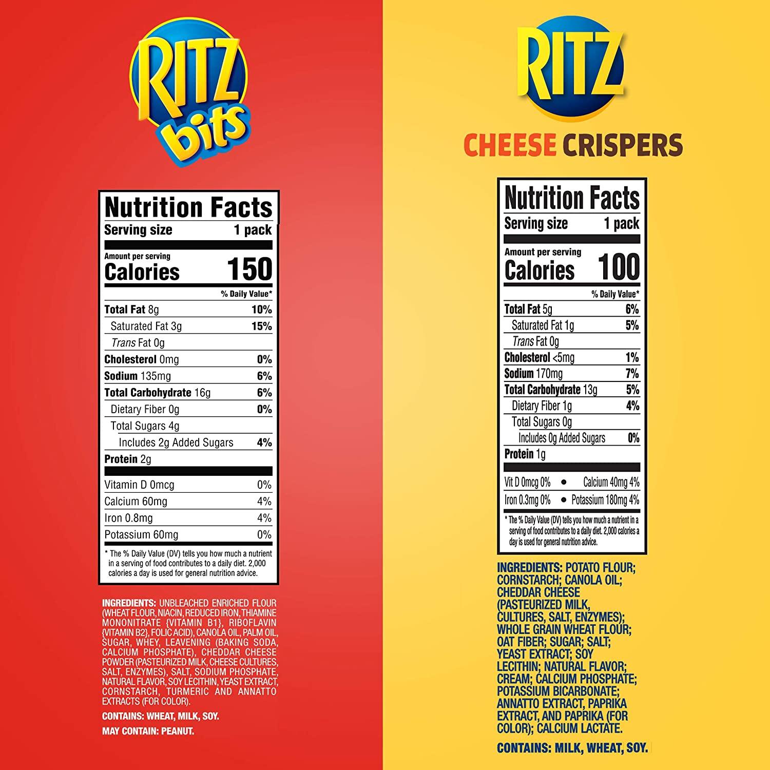 RITZ Bits Cheese Crackers & Cheese Crispers Cheddar Chips Variety Pack ...