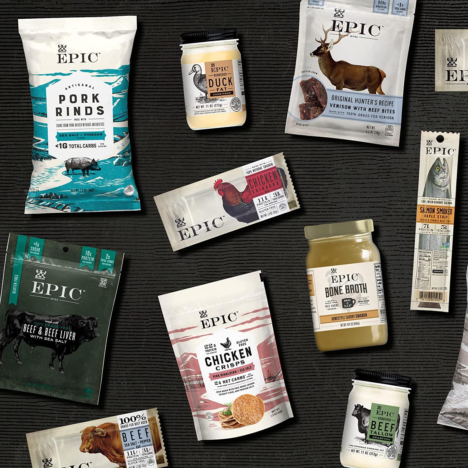 EPIC Beef Sea Salt + Pepper Protein Bar - Keto Friendly 12CT 1.3oz Bars ...