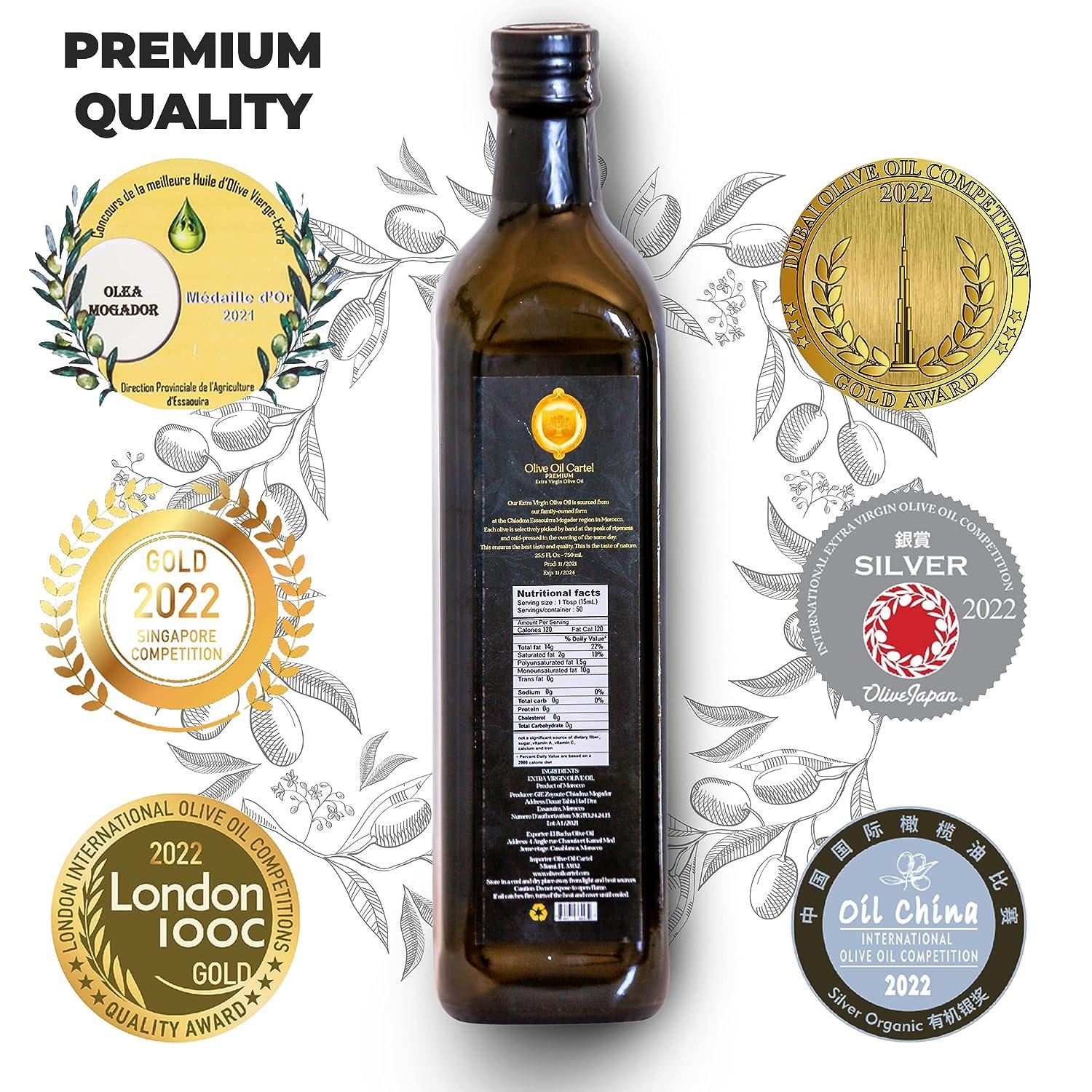 Olive Oil Cartel Premium Moroccan Extra Virgin Olive Oil - 25.4 FL Oz ...