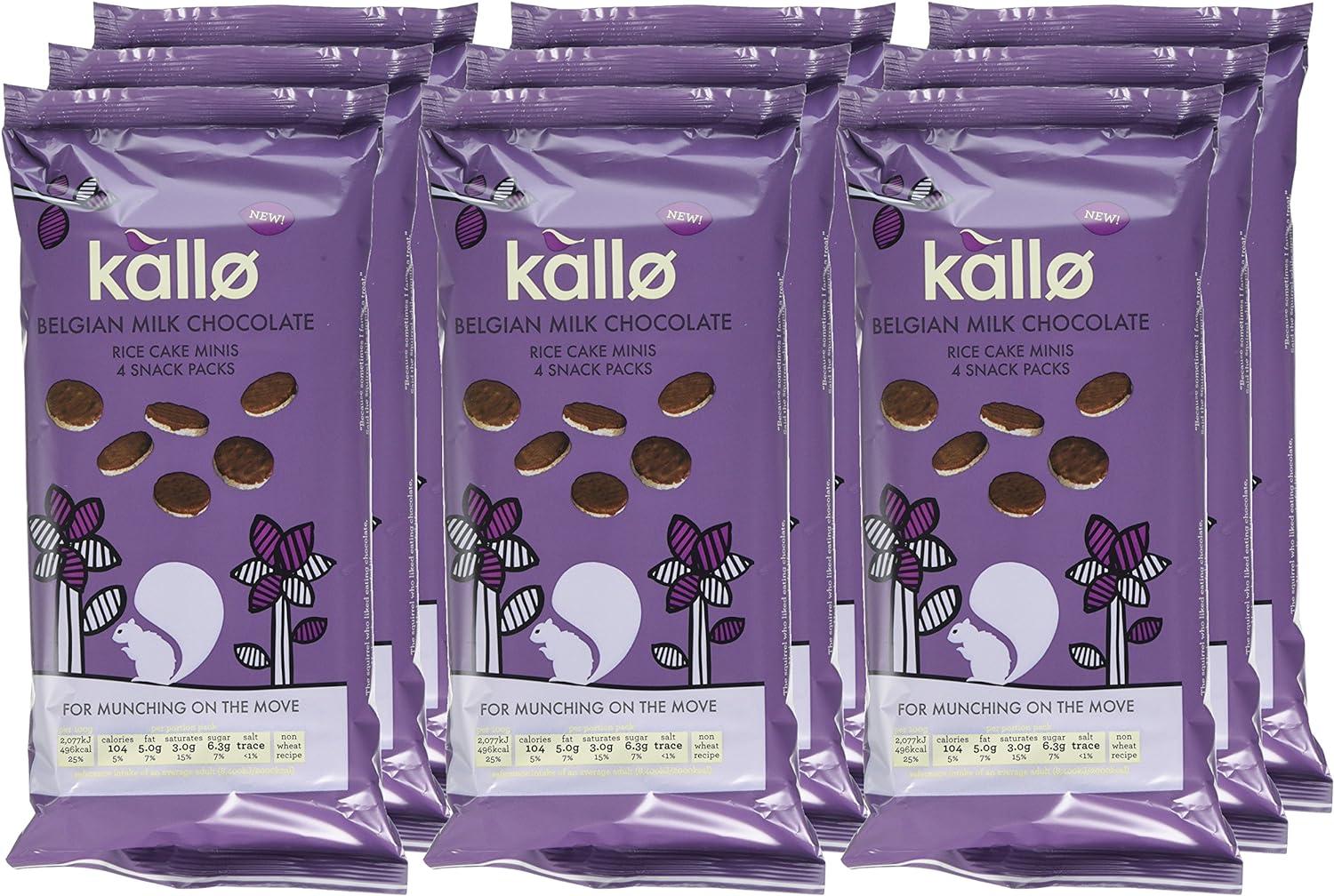 Kallo Belgian Milk Chocolate Mini Rice Cakes 9 x 84g - Delicious Snack Made with Premium ...