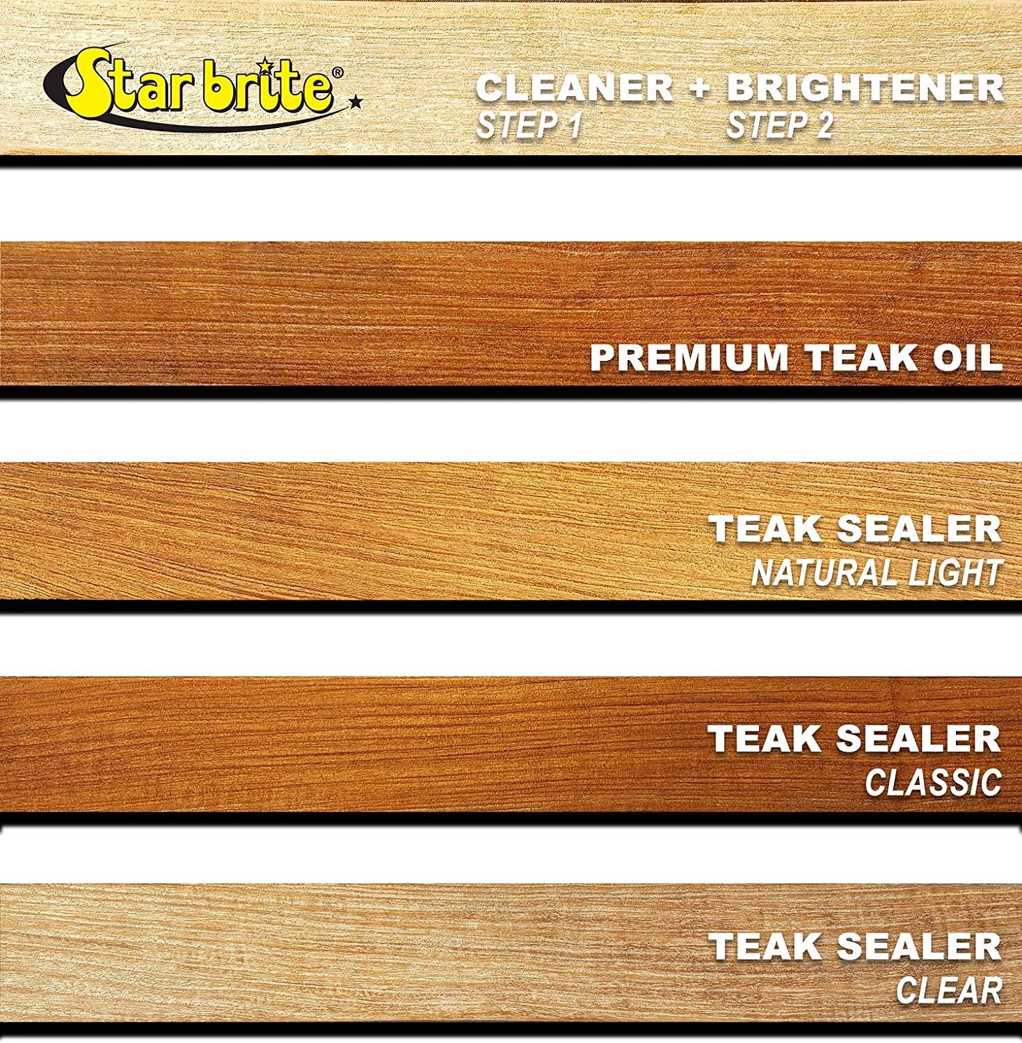 STAR BRITE Teak Sealer - Marine Grade Formula - 3 Colors & Sizes - Protects Outdoor Wood from ...