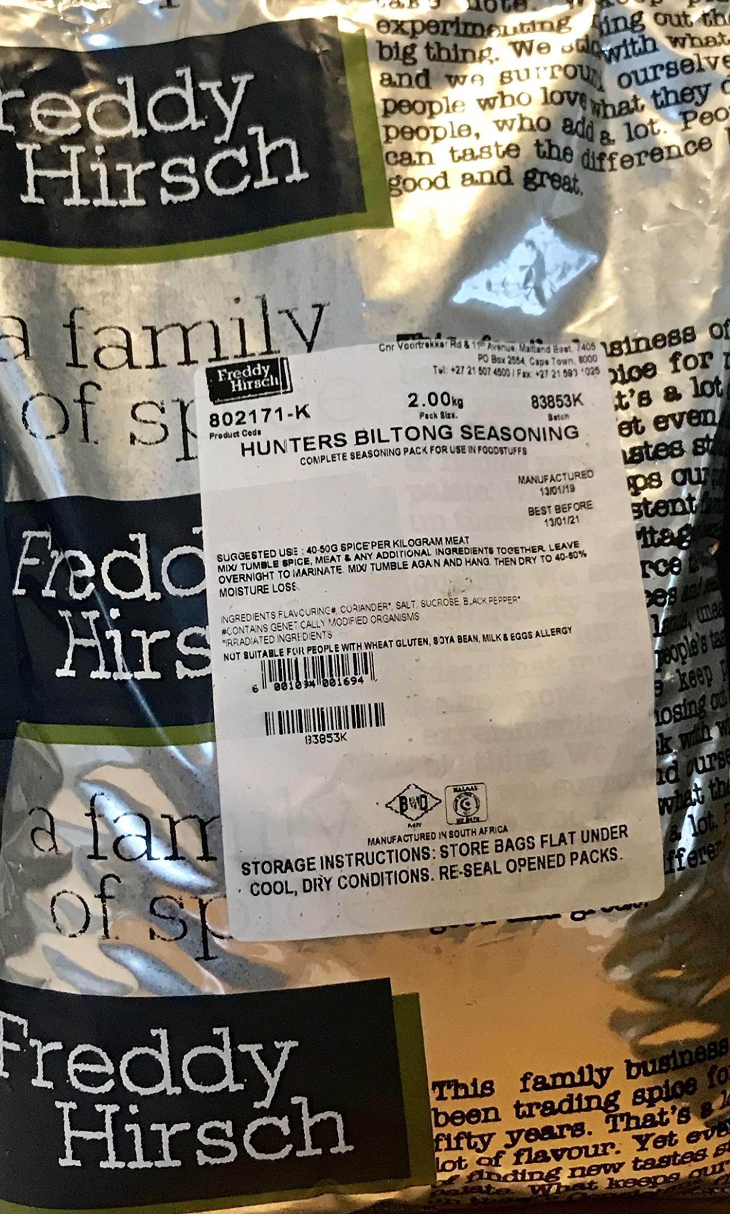 Hunters Biltong Spice Freddy Hirsch 2kg- South African Spices for ...