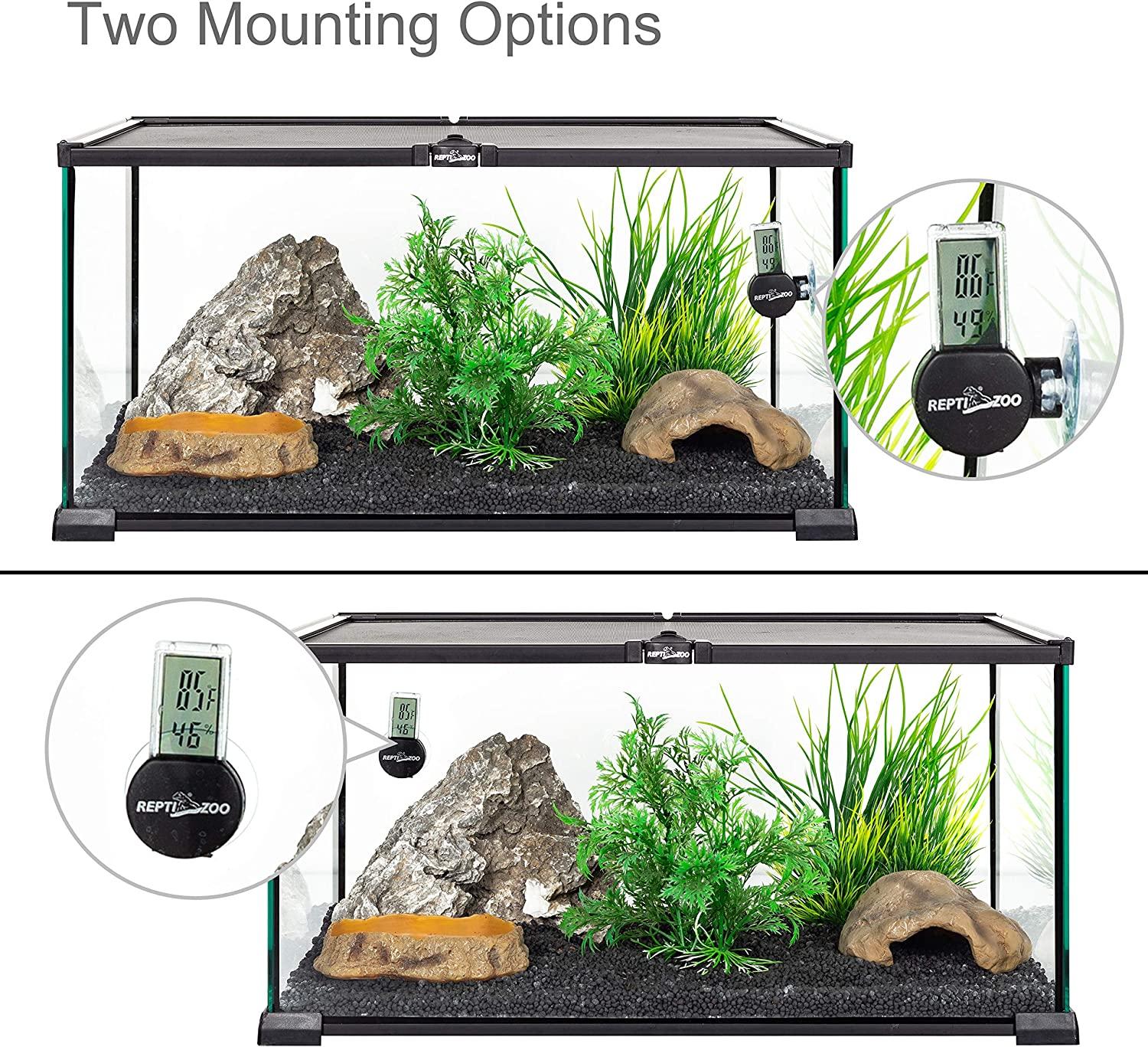 REPTI ZOO 2 Pack Reptile Terrarium Thermometer Hygrometer Digital ...
