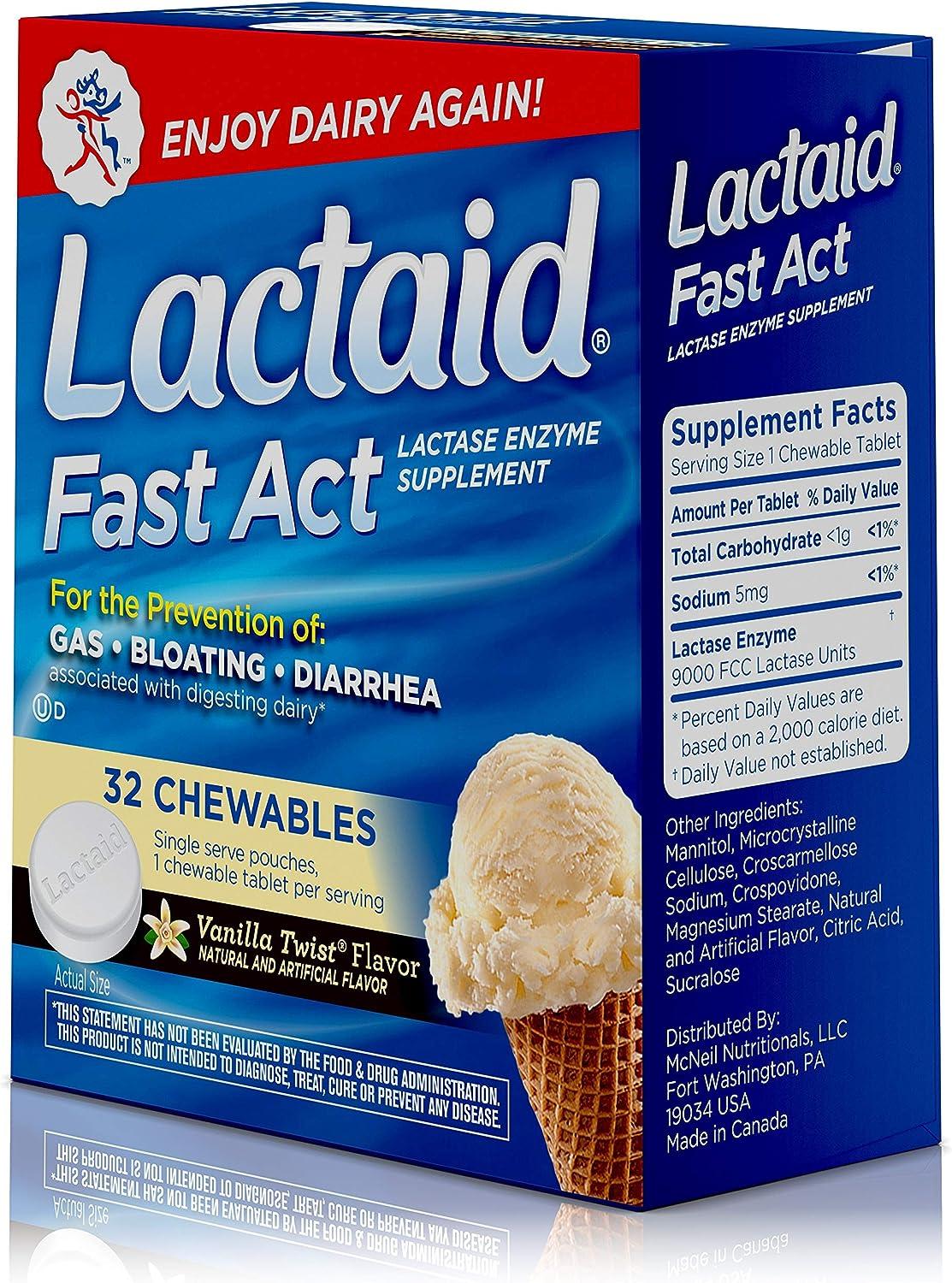 Lactaid Fast Act Vanilla Twist Chewables | 32 Pks 1-ct | Lactose ...