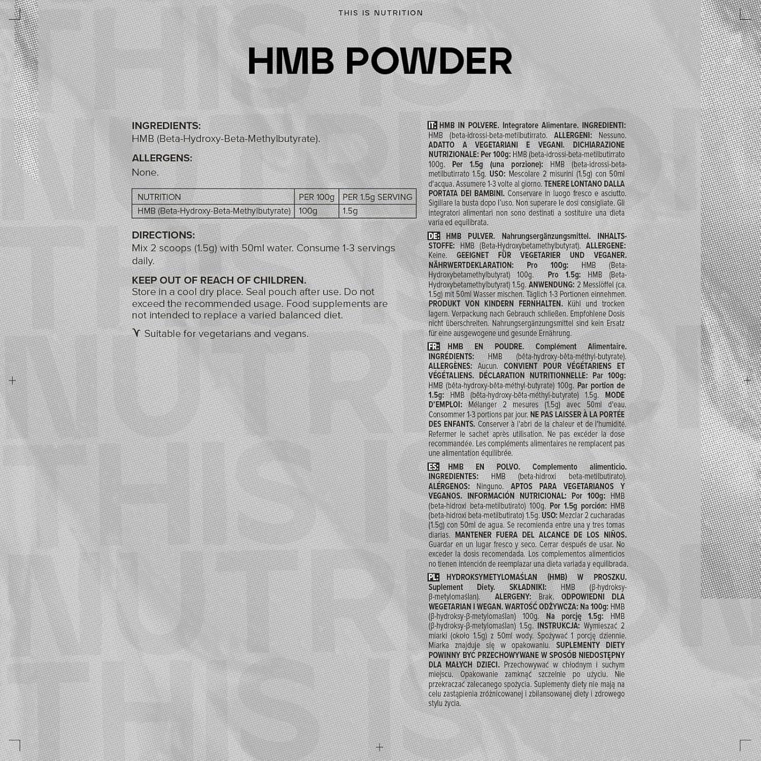Buy Bulk HMB Powder 500g - 333 Servings | Premium Quality for Muscle ...