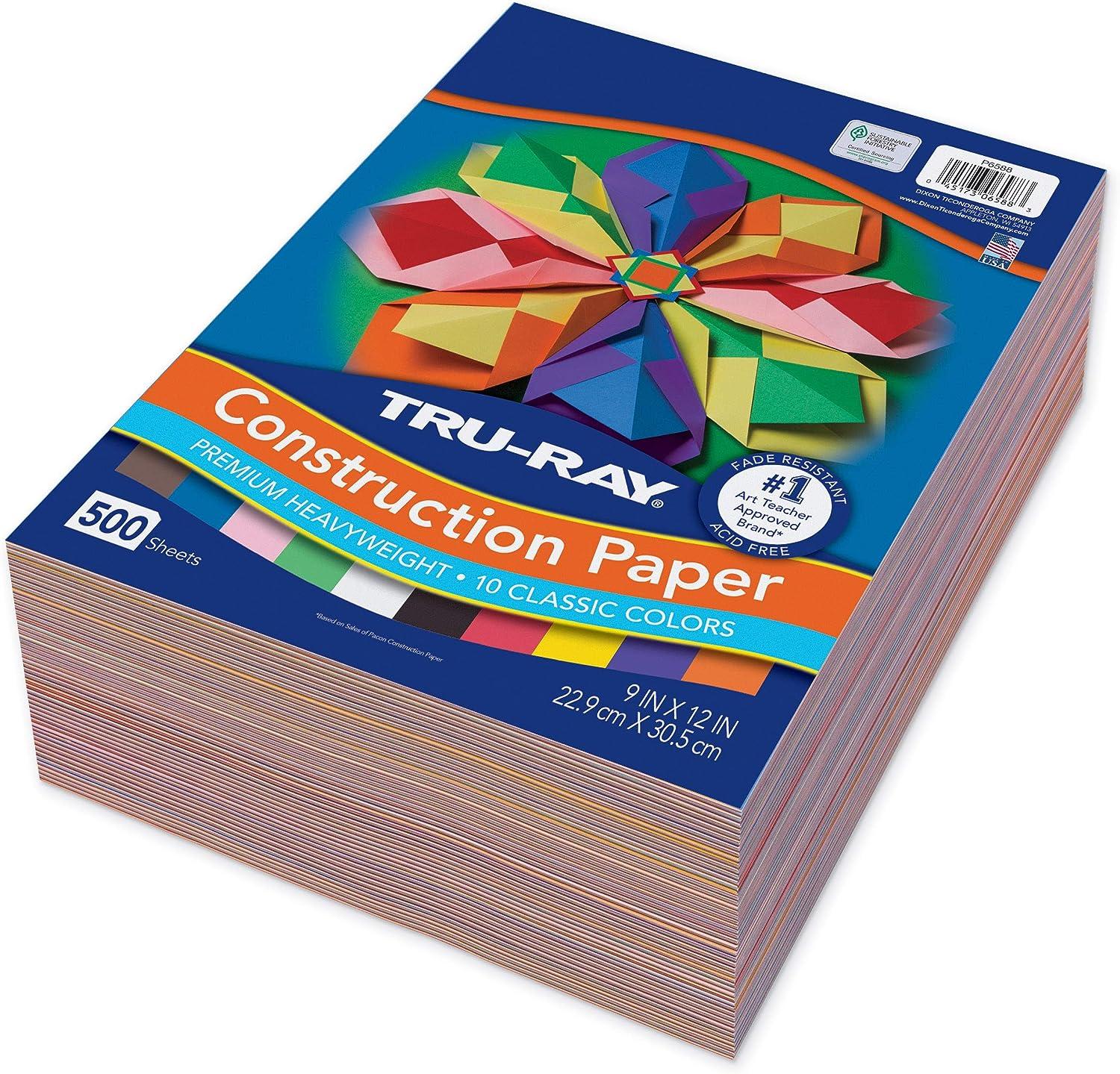Tru-Ray Heavyweight Construction Paper Bulk Assortment - 10 Assorted ...