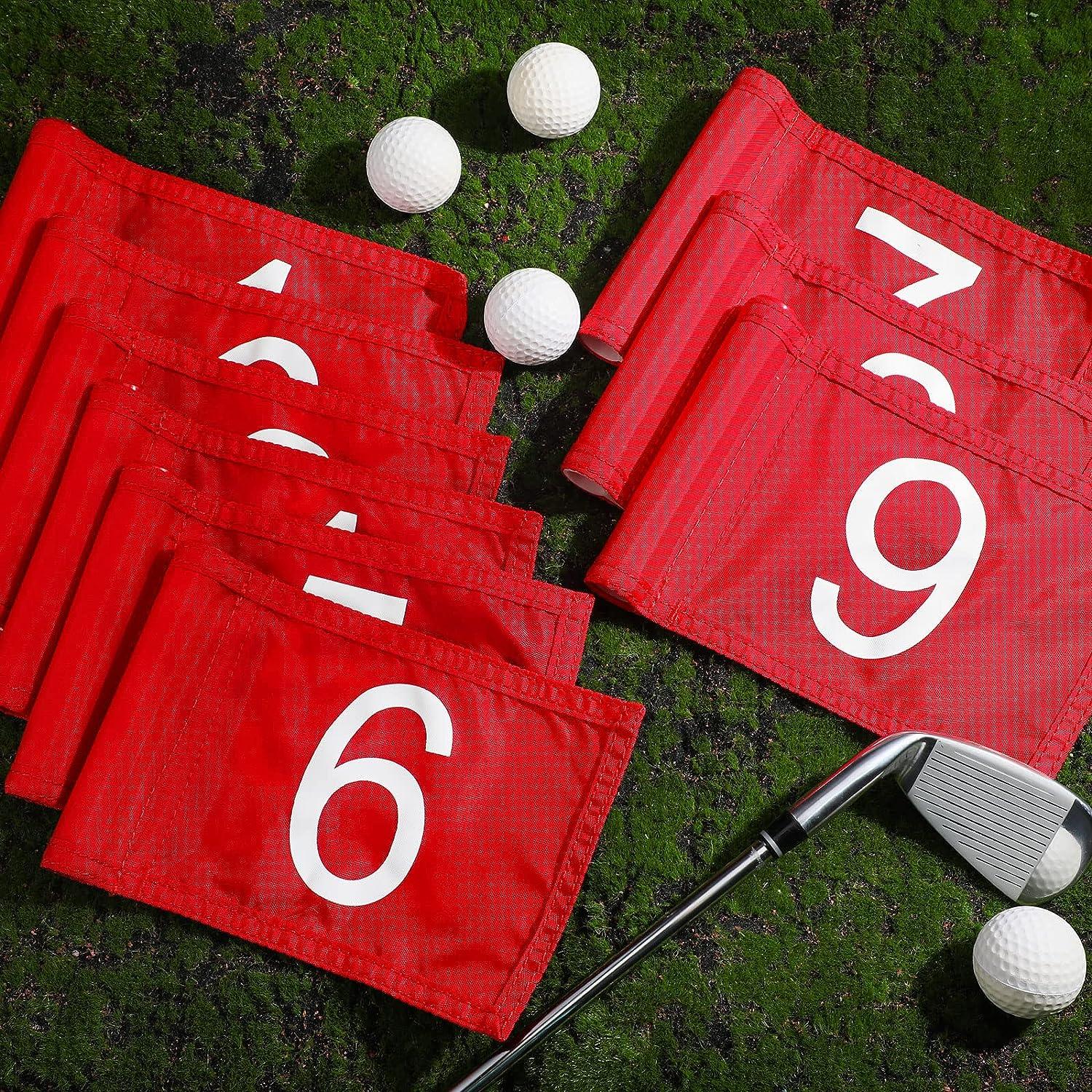 9 Pcs Numbered Golf Flag Set | Nylon Putting Green Flags 1-9 | 8.9 x 5.7 Inch Golf Pin Flags for ...