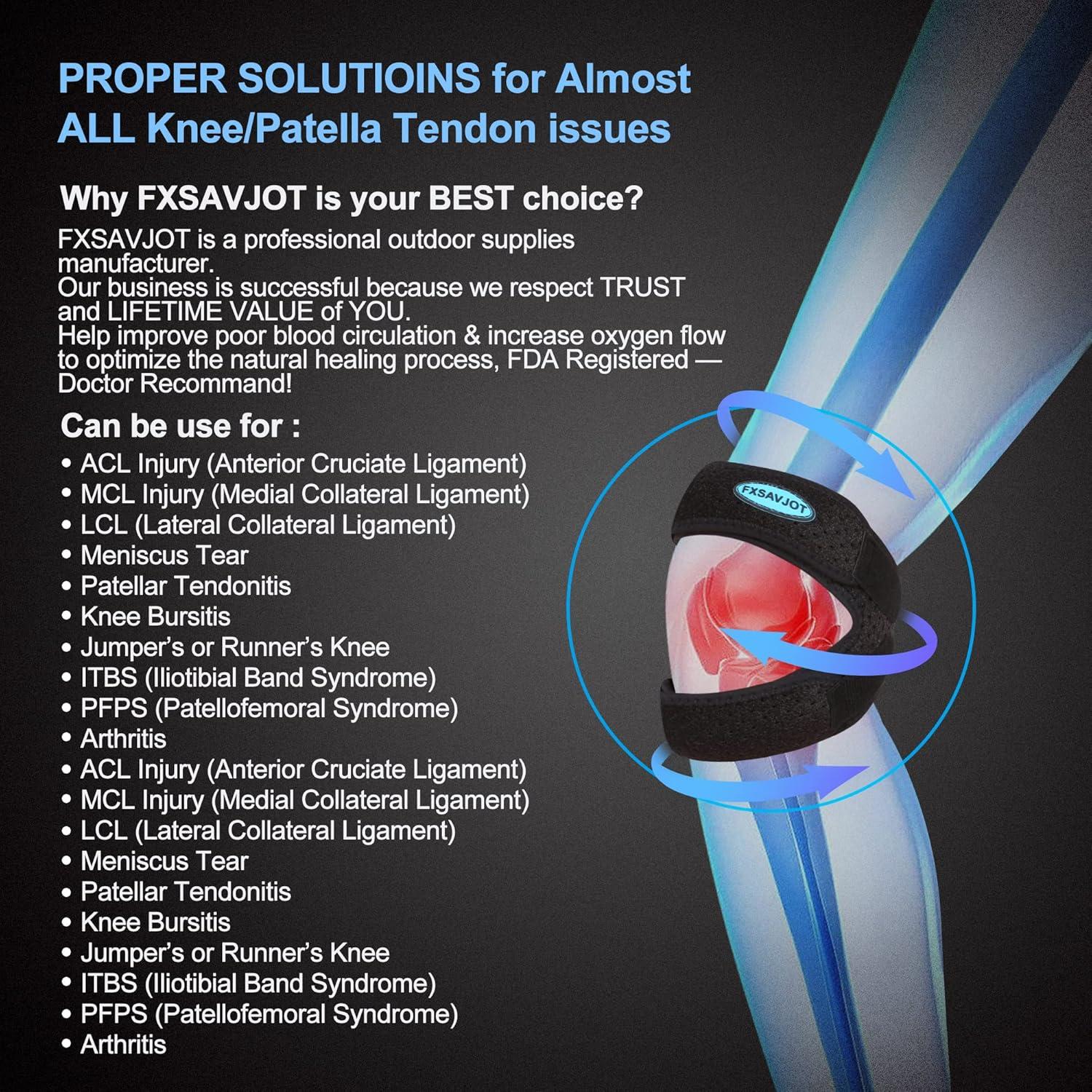 Professional Patella Knee Brace Pro - Adjustable Compression Support ...