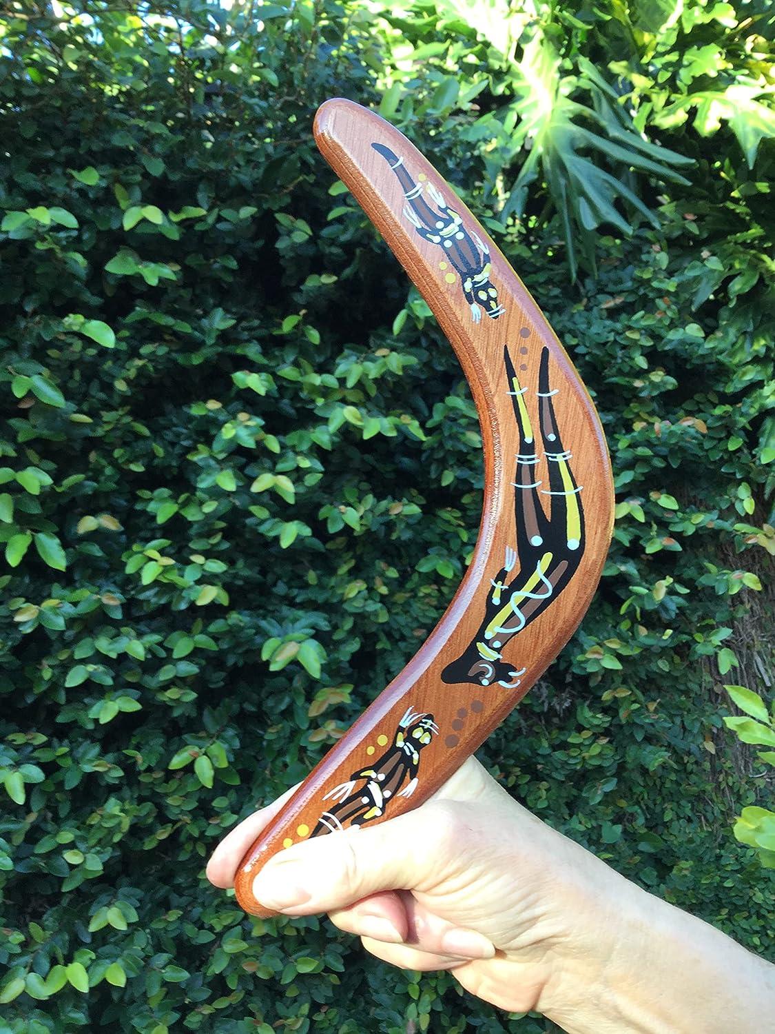 Australian Made Carded 12" Decorated Wood Throwing Boomerang - Kangaroo ...