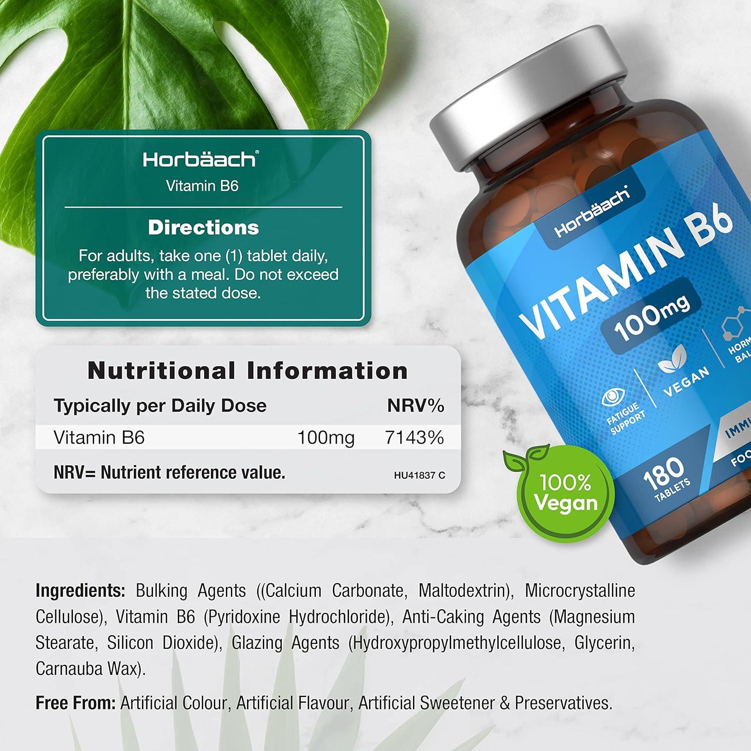 Vitamin B6 100mg 180 Tablets | Hormonal Regulation & Fatigue Support ...