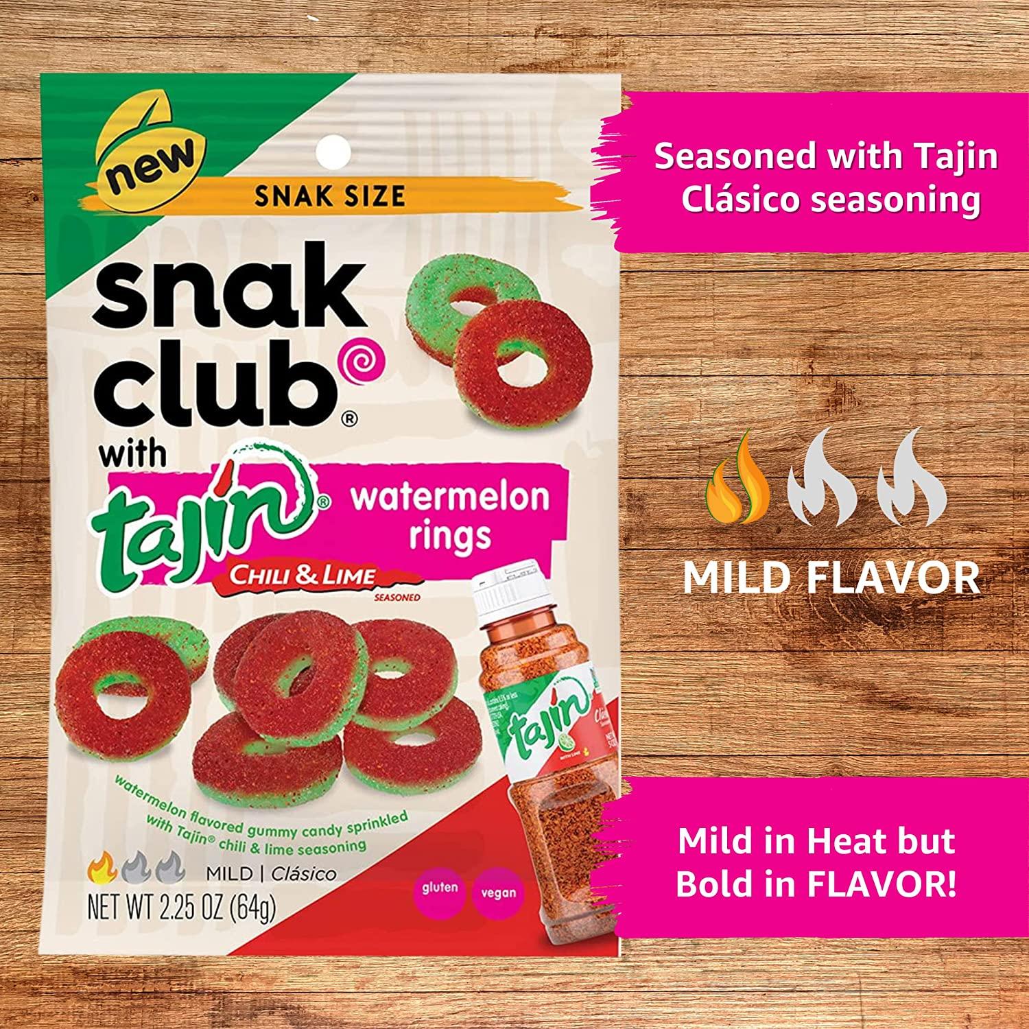 Snak Club Tajin Watermelon Rings 2.25oz (Pack of 12) - Chili & Lime ...