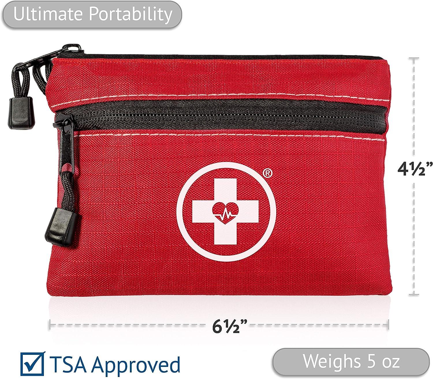 Swiss Safe Survival First Aid Kit Pocket Sized Pouch Lightweight & Compact with Dual Zippers 64 ...
