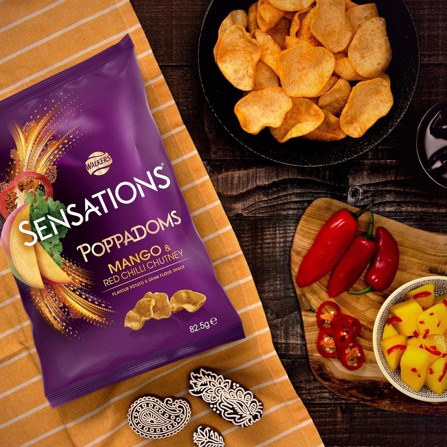 Sensations Mango & Red Chilli Chutney Poppadoms 82.5g - Authentic ...