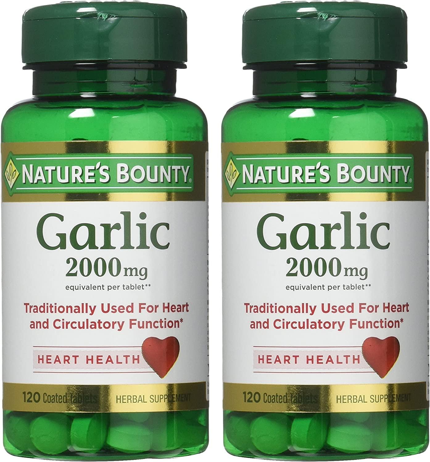 Nature's Bounty Garlic 2000mg, 240 Coated Tablets (2 Pack) - 2 Bottles of 120 Tablets | Buy Now ...