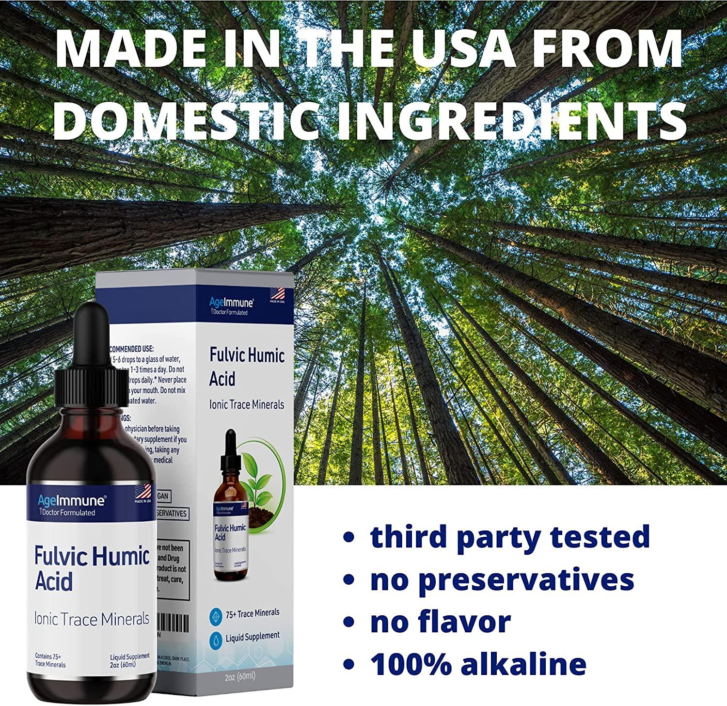 Fulvic Humic Acid Liquid Supplement - 75+ Trace Minerals for Energy ...