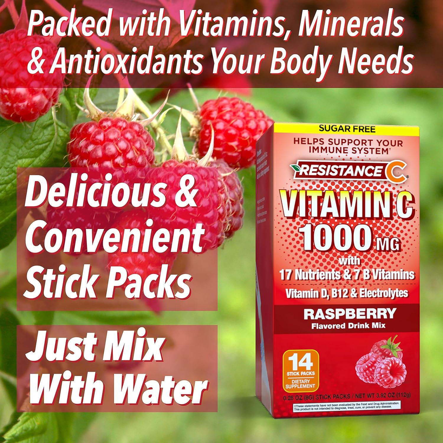 Resistance C Vitamin Stick Packs - Immune Support with 16 Nutrients, 7 ...