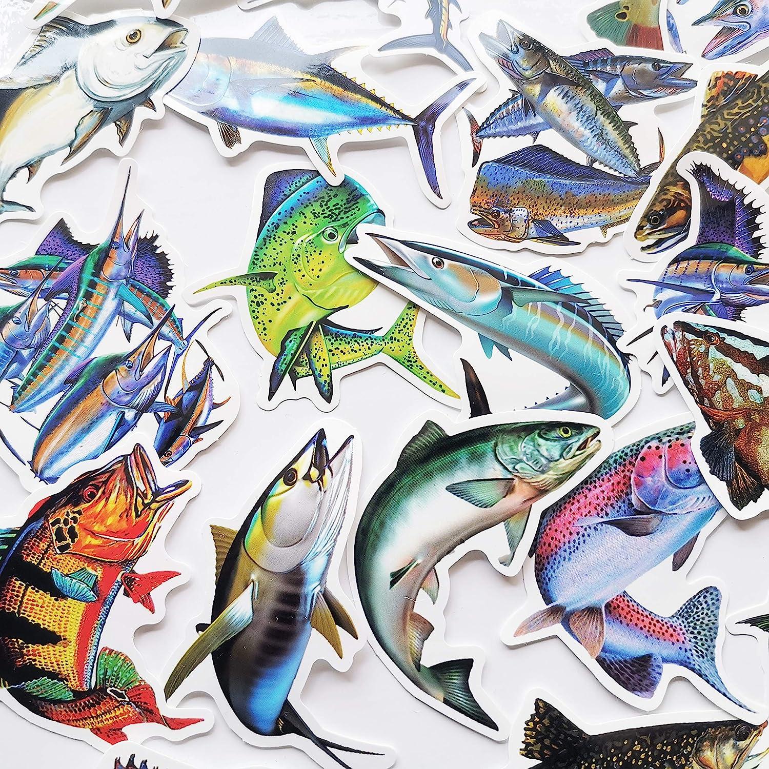 50Pcs Funny Fishing Rod Decals for Trucks, Windows, Boats - Grouper ...