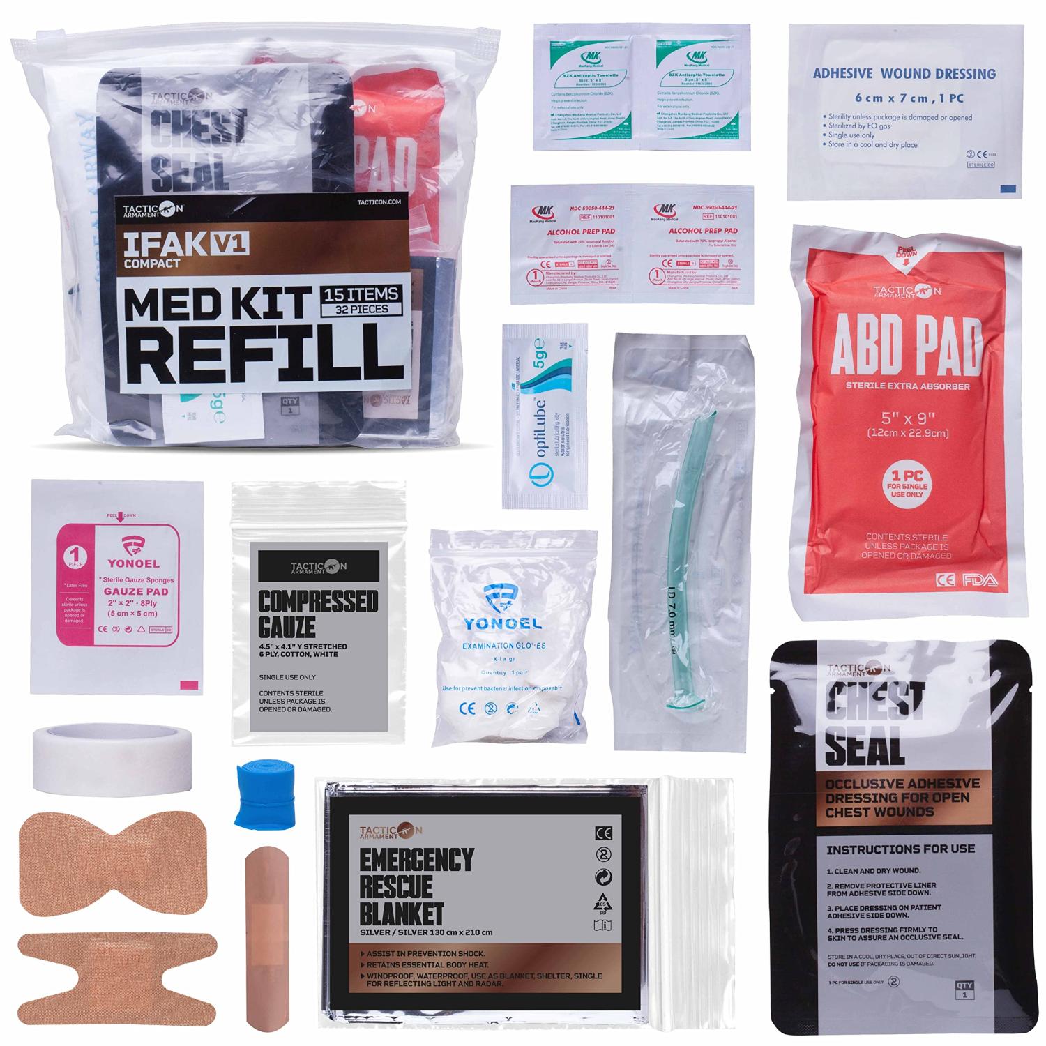 TACTICON V1 IFAK Trauma Refill Kit | First Aid Supplies for Tactical ...