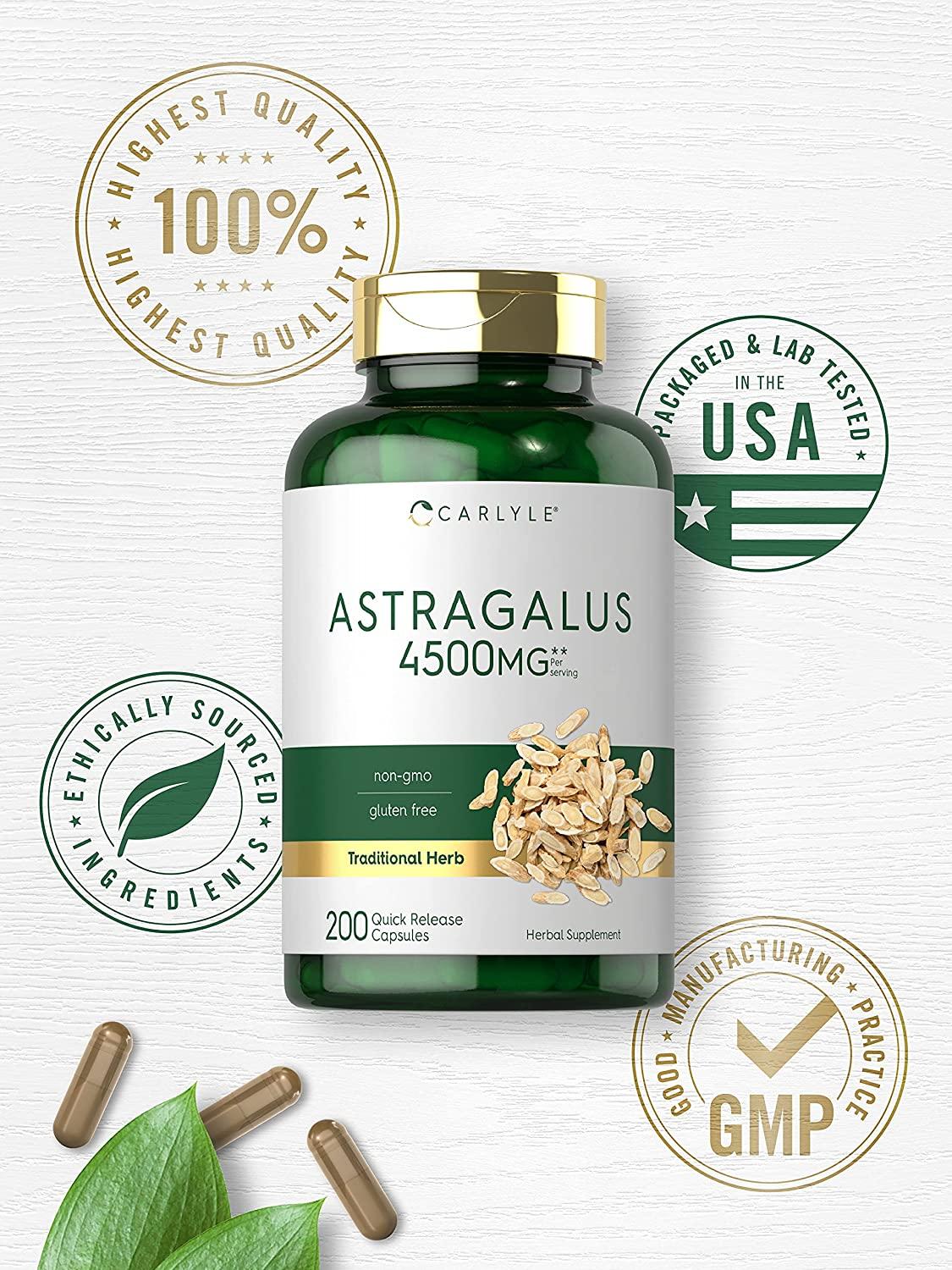 Astragalus Root Capsules 4500mg | 200 Count | Vegetarian, Non-GMO ...