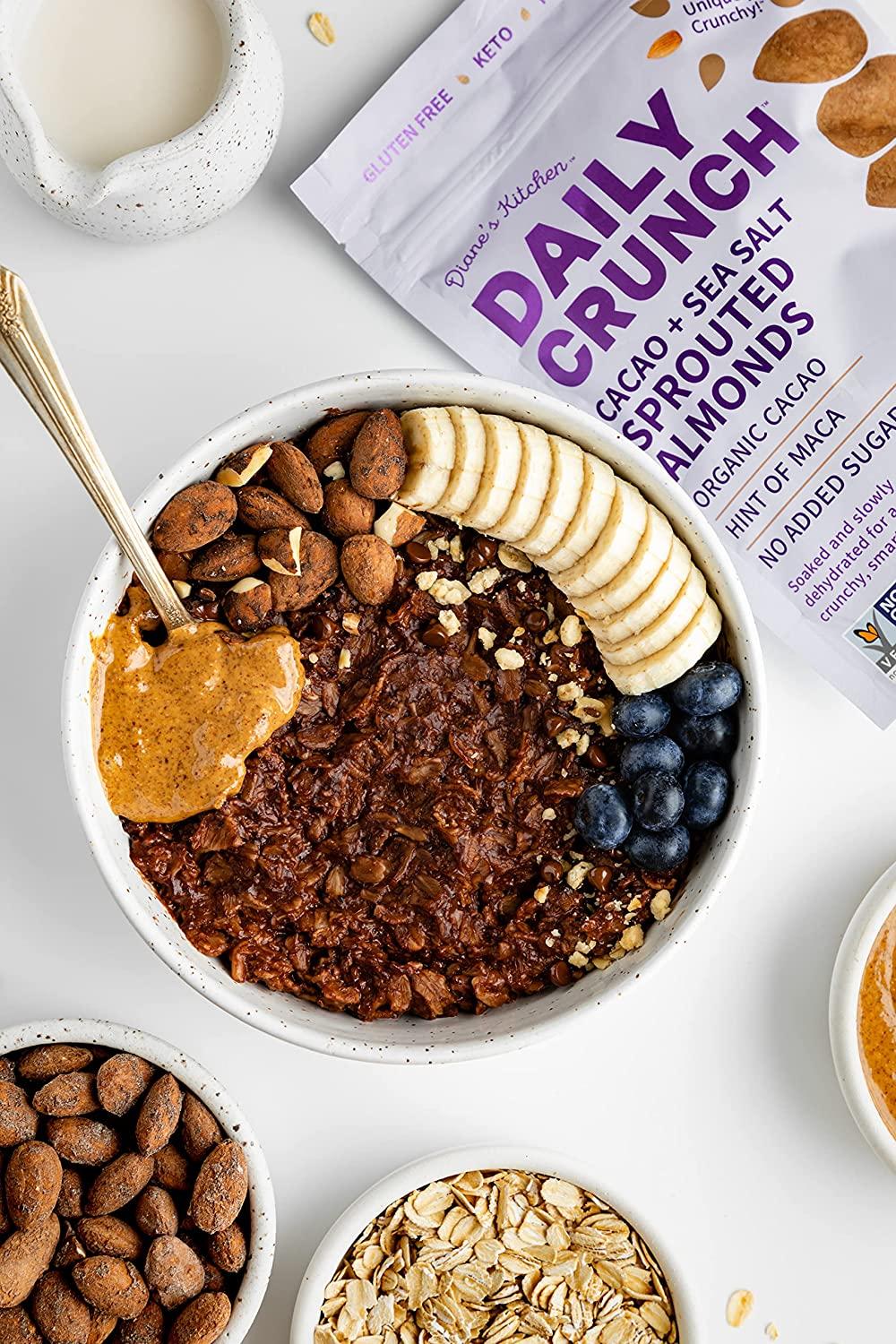 Daily Crunch Sprouted Almonds Cacao Sea Salt 5oz Resealable Bags (2 ...