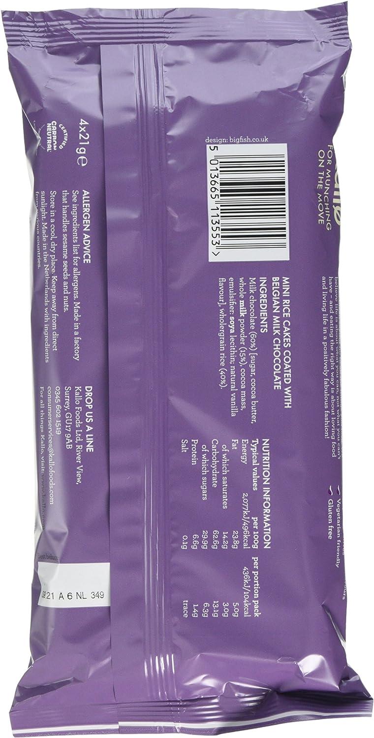 Kallo Belgian Milk Chocolate Mini Rice Cakes 9 x 84g - Delicious Snack ...