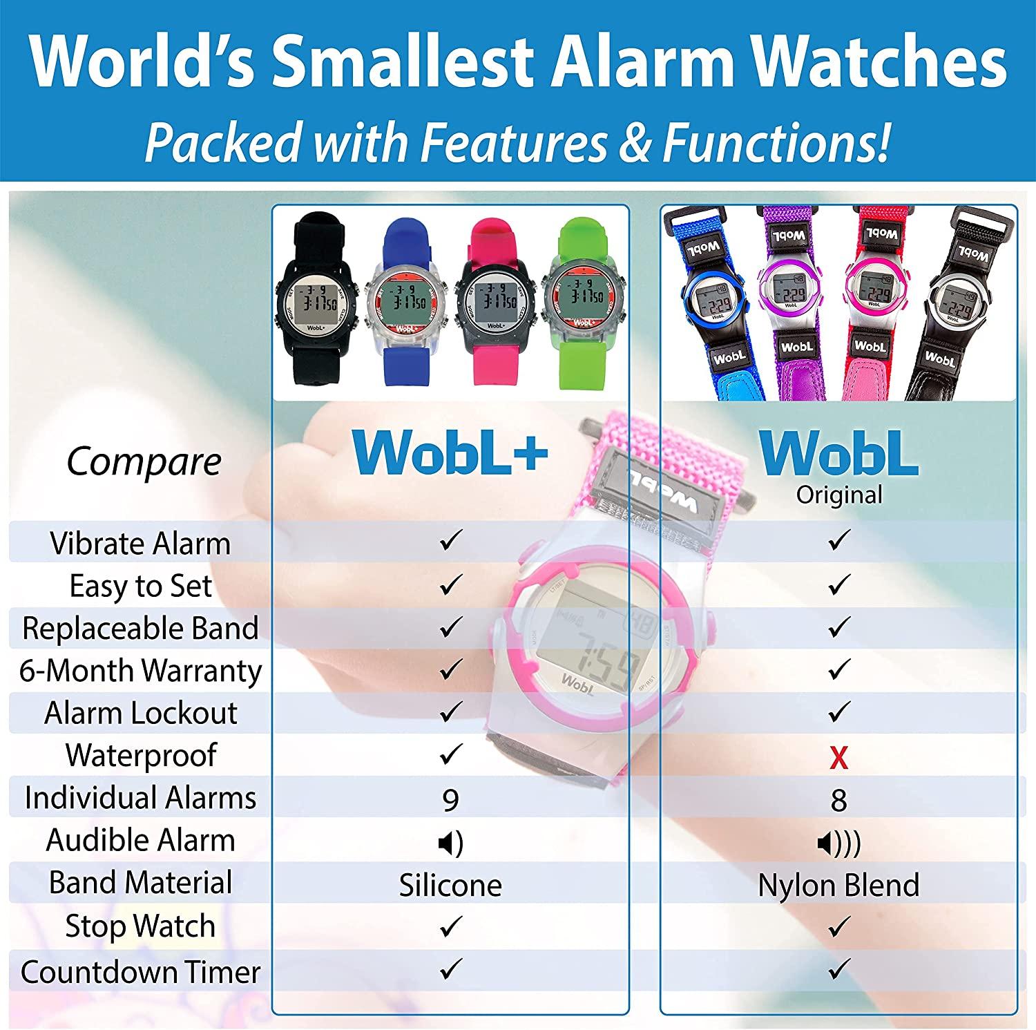 WobL Waterproof Vibrating Alarms Countdown Timer Wristwatch - Black ...