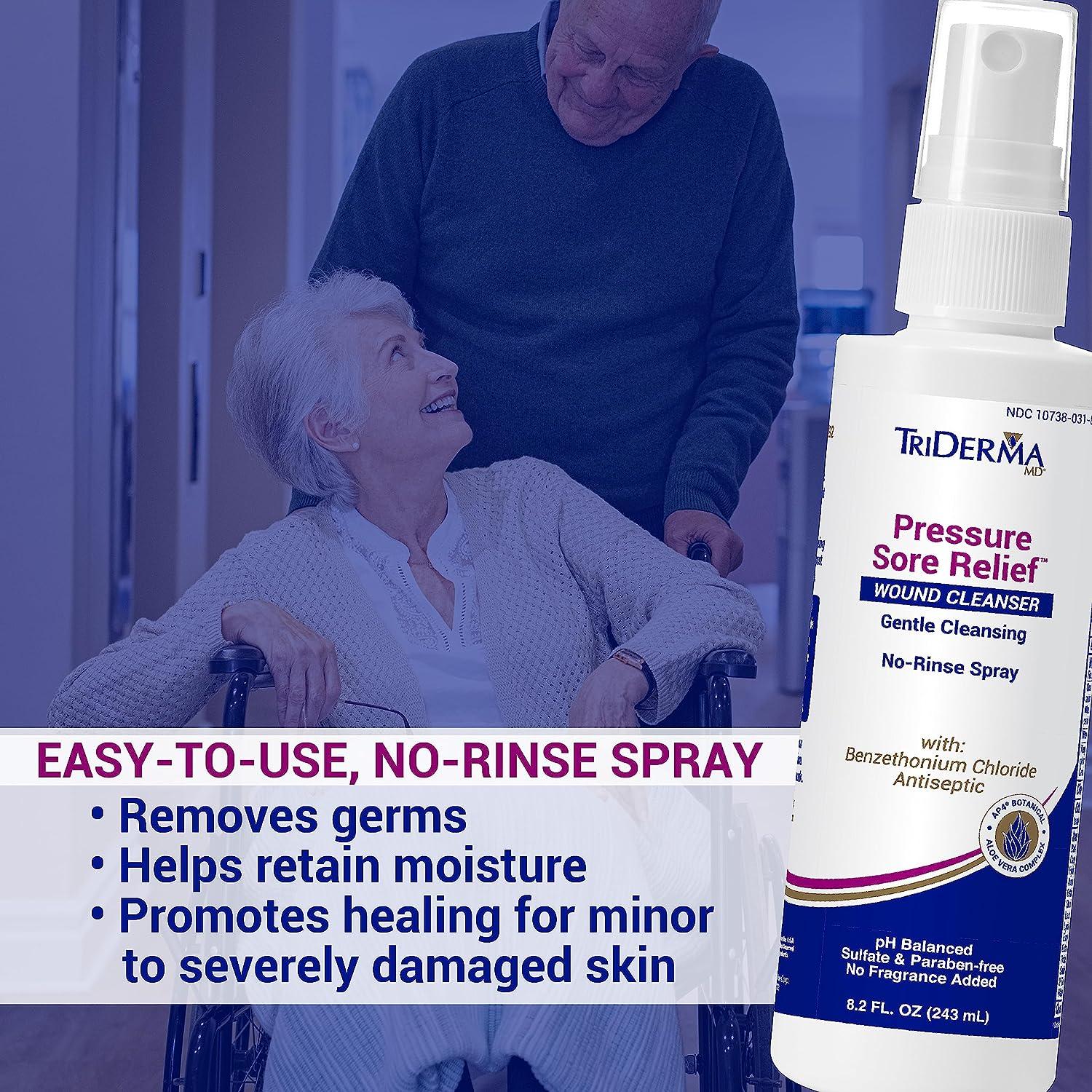 TriDerma Pressure Sore Relief Wound Cleanser 8.2 oz Spray - Gentle ...