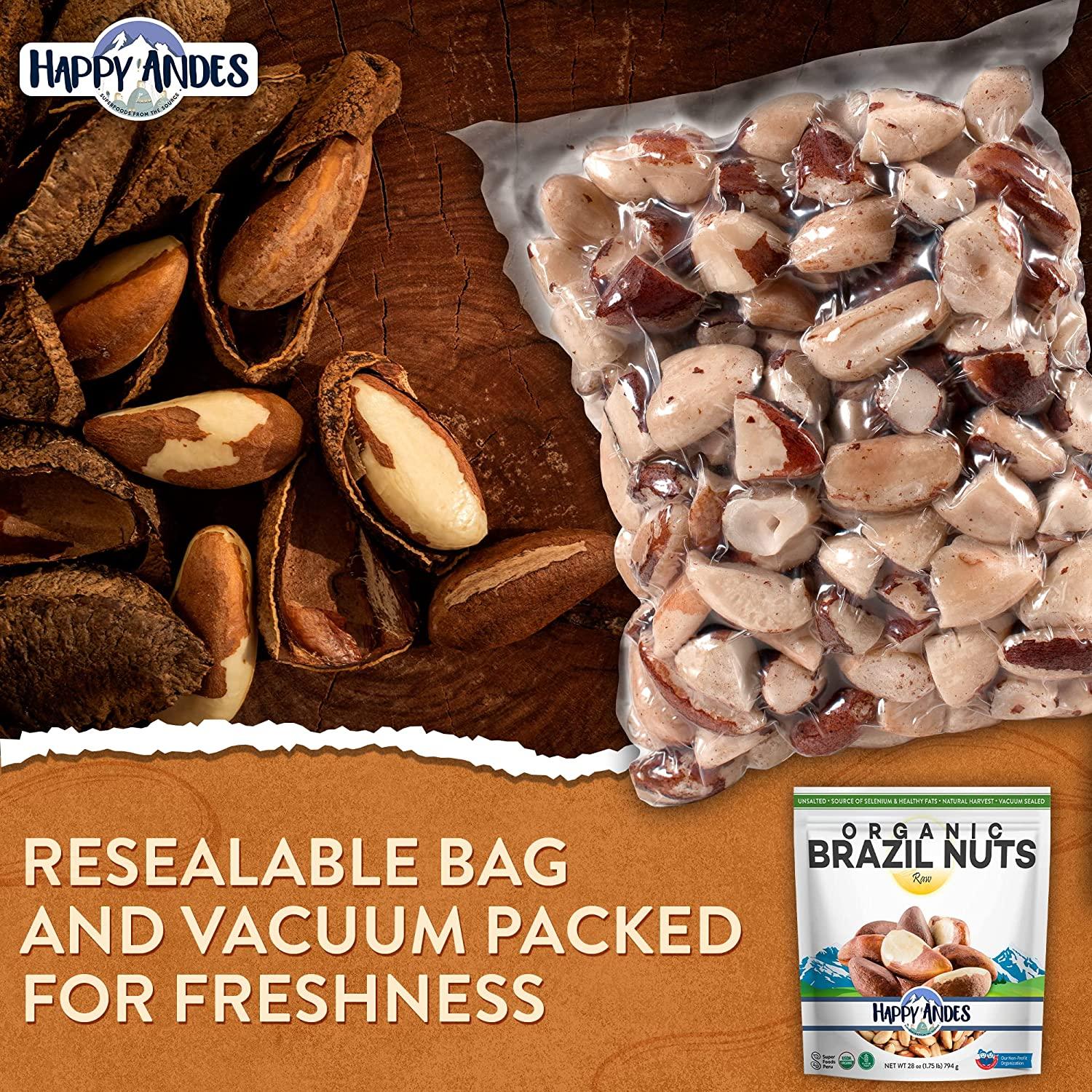 Happy Andes Organic Brazil Nuts 1.75 lbs - Non-GMO Raw Whole Nuts ...