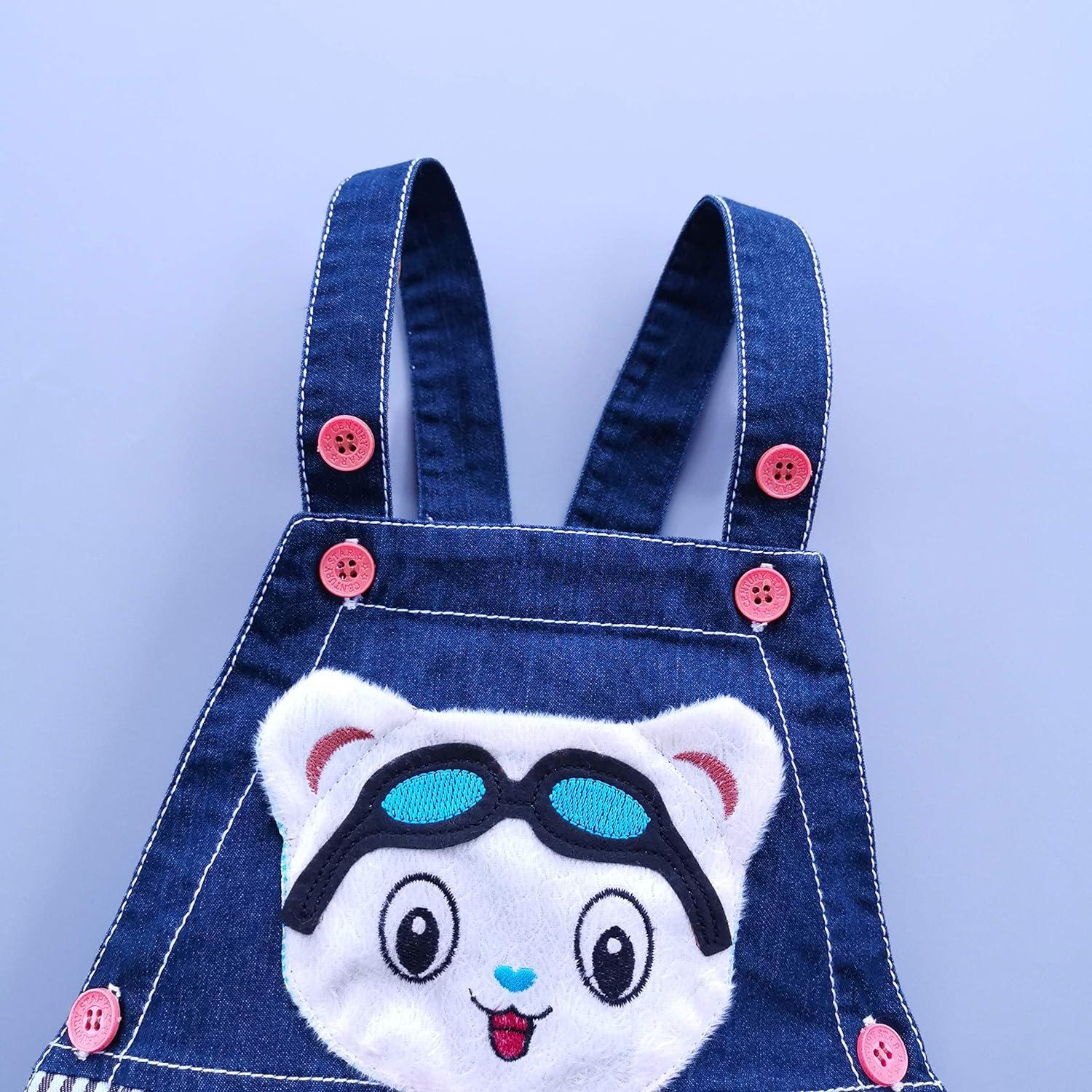 KIDSCOOL SPACE Baby Girl Jean Overalls with 3D Bunny, Size 2-3 Years ...
