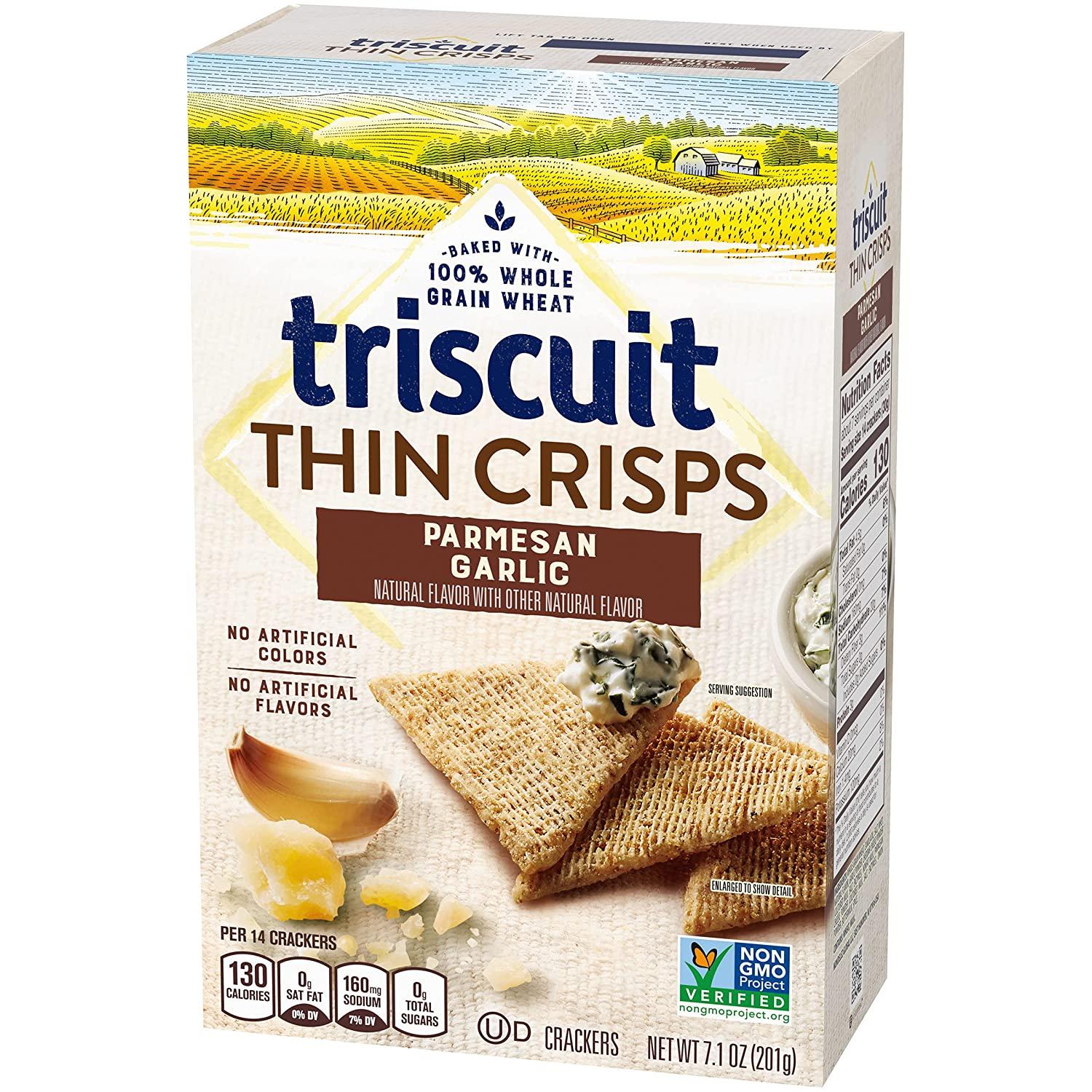 Triscuit Thin Crisps Parmesan Garlic Crackers 7.1 oz - Whole Grain ...