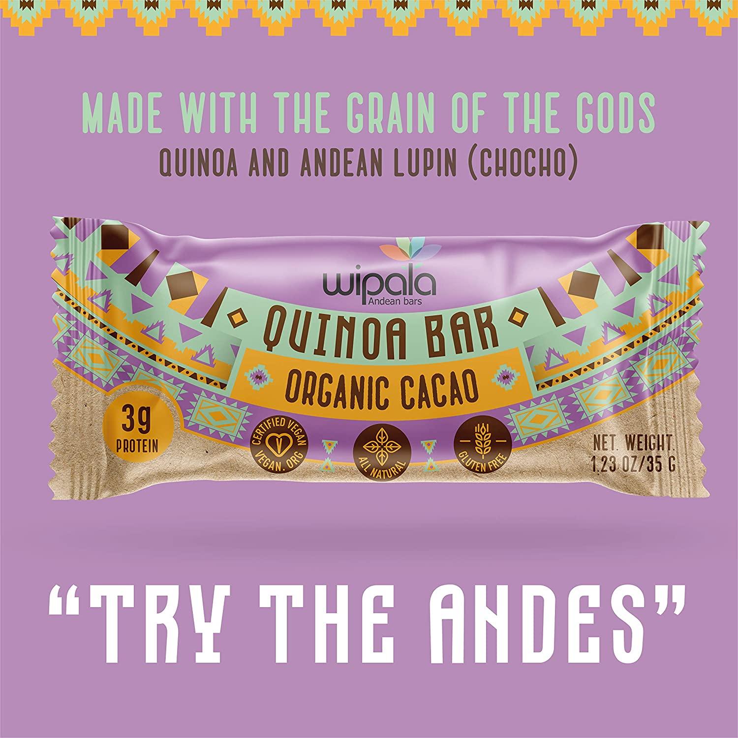 Wipala Raw Cacao Protein Bars - Healthy Energy Snack with Quinoa and ...