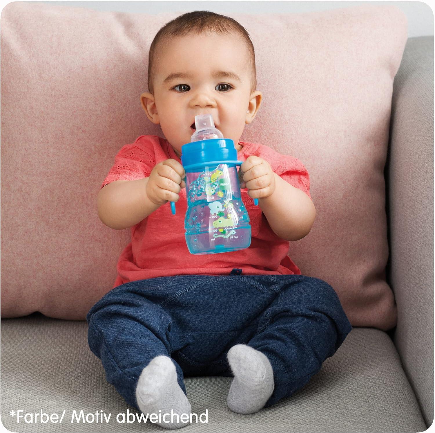 MAM Trainer+ 220ml Drinking Bottle - Elephant Blue | Drip-Free Teat, Handle | 4+ Months ...