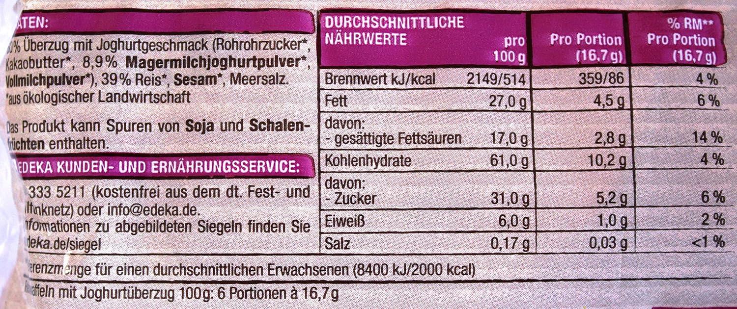 Edeka Organic Rice Cakes Yoghurt - Pack of 12 (12 x 100g) | Healthy ...