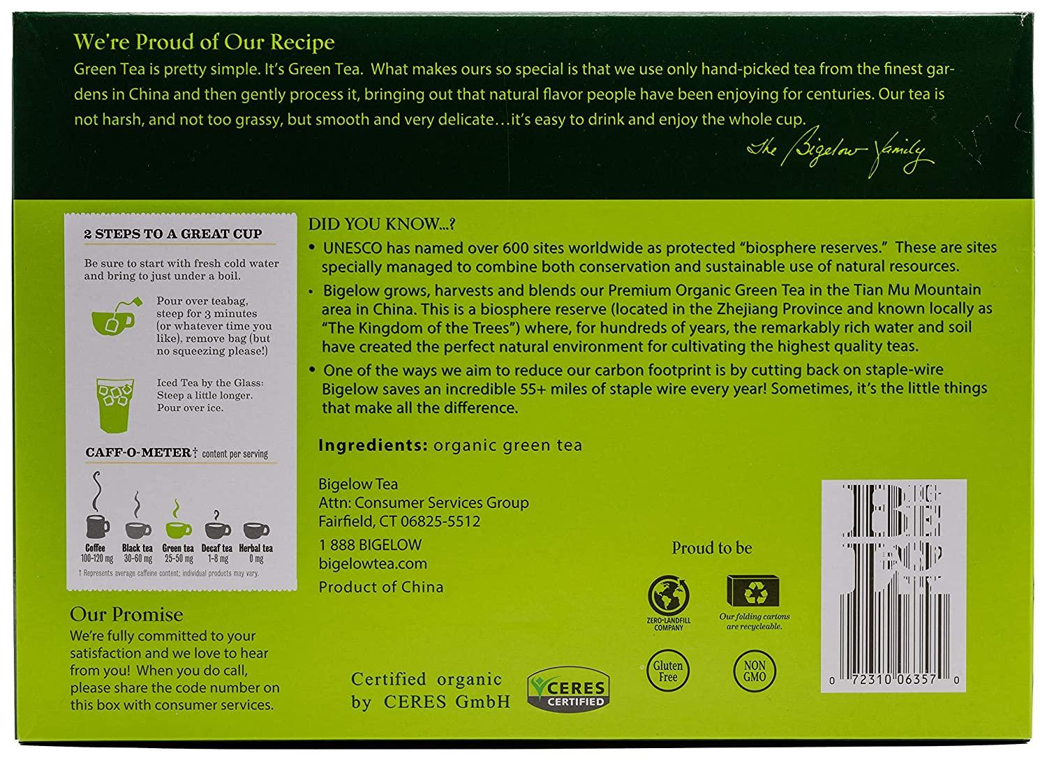 Bigelow Organic Green Tea - 150 Count Box, Individually Wrapped | Buy ...