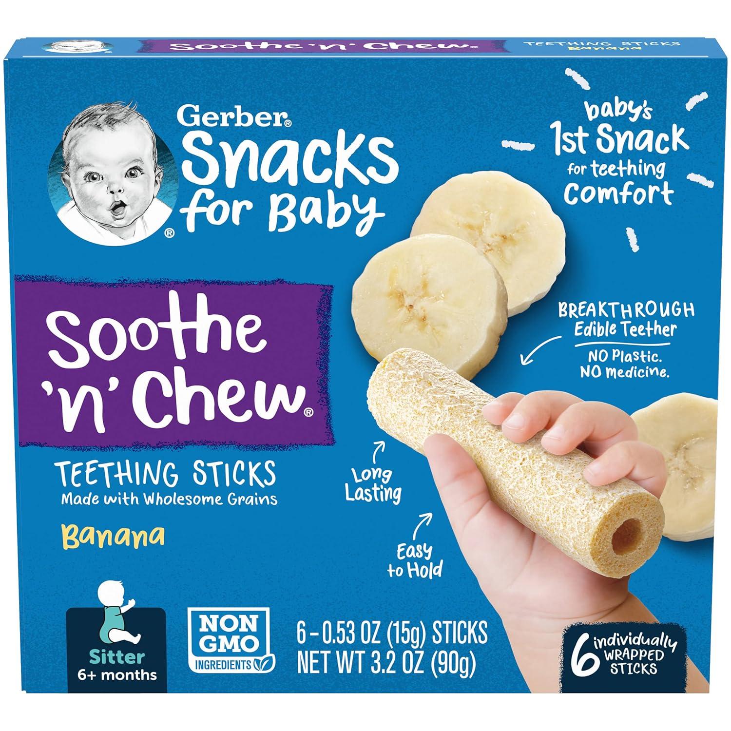 Gerber Soothe n Chew Teething Sticks Banana 6 CT - Natural Relief for ...