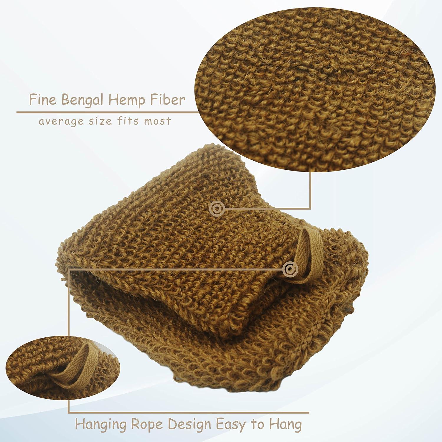 2 Pack Natural Vegetable Fiber Exfoliating Hemp Flax Ramie Glove | Dual ...